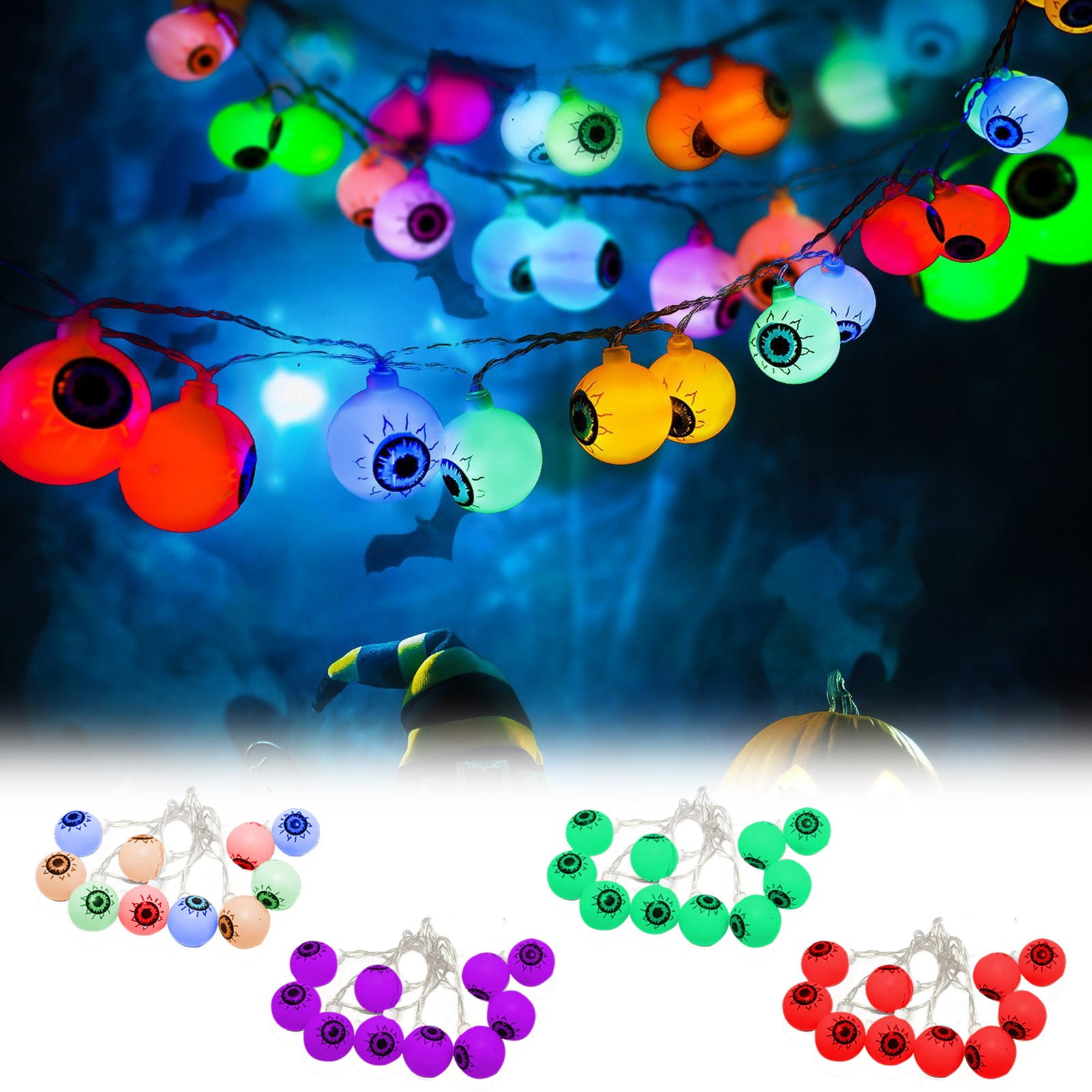 Fnochy Halloween Decorations Solar Eyeball String Lights Outdoor, Solar ...