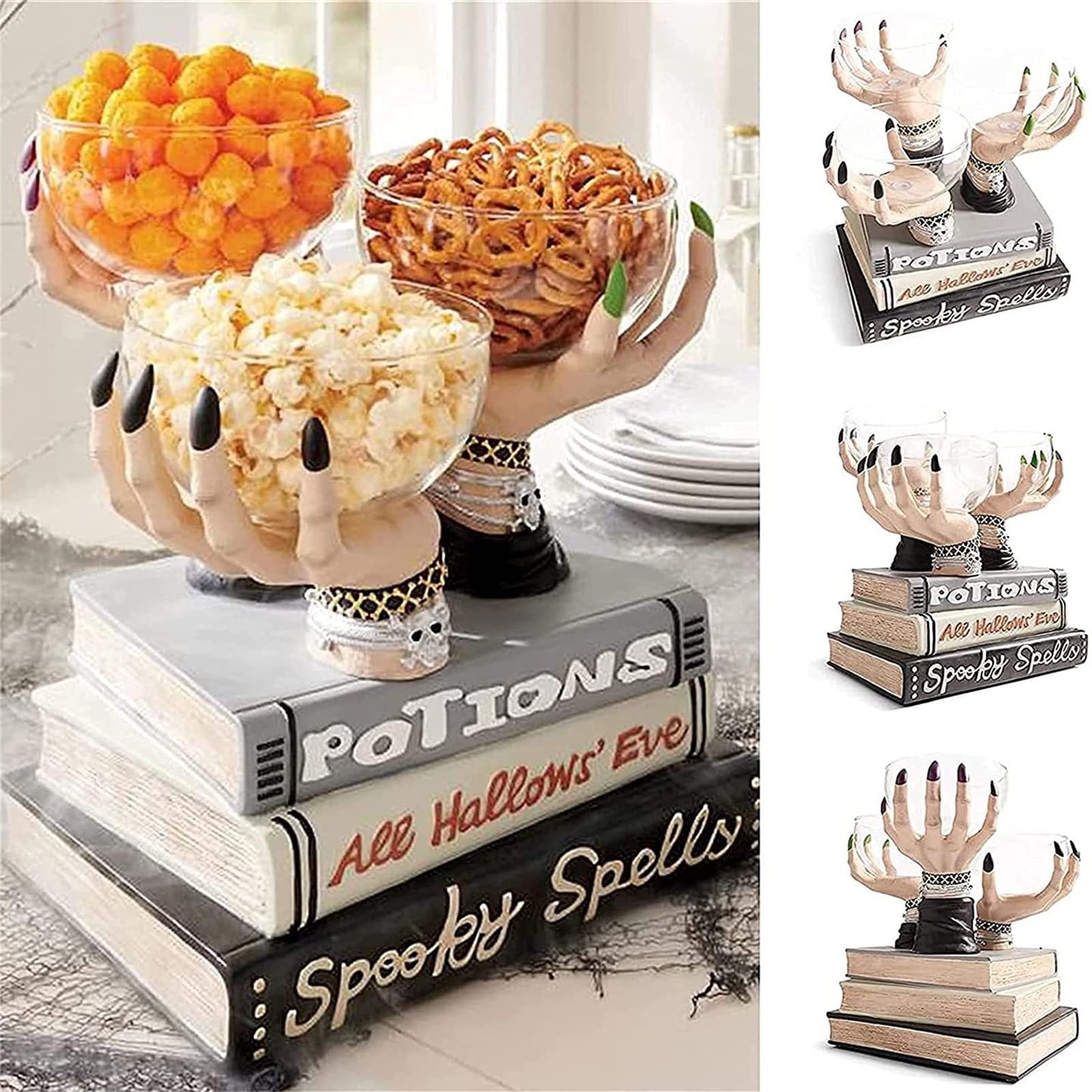 Fnochy Halloween Decorations Witch Hand Snack Bowl Stand, Resin Witch ...