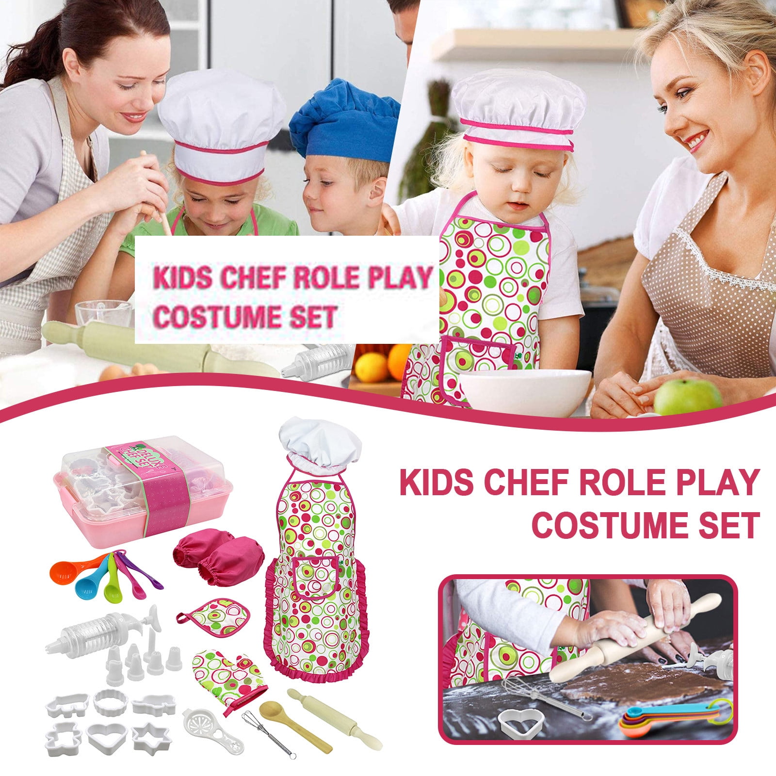 Fnochy Kids Chef Set, Cooking Kit, Baking Toys, Role Play Costume ...
