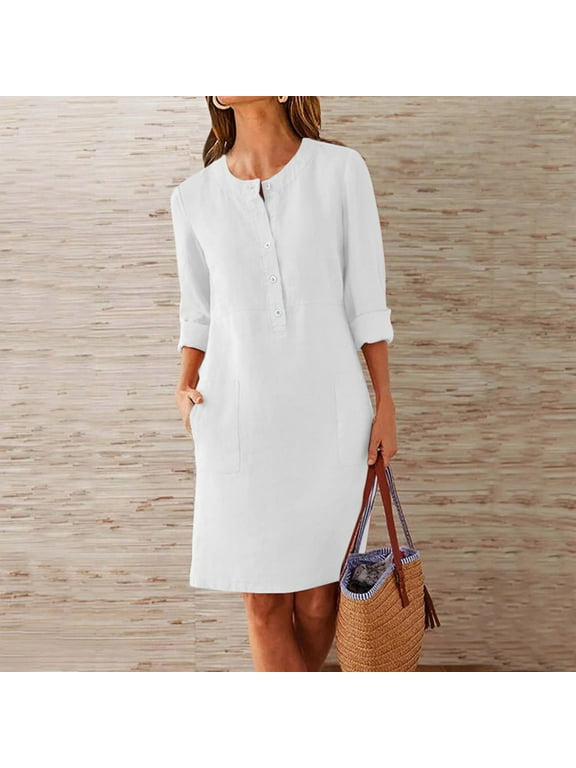 Tejiojio Ladies Spring And Summer Casual Work Dress Women Fashion O ...