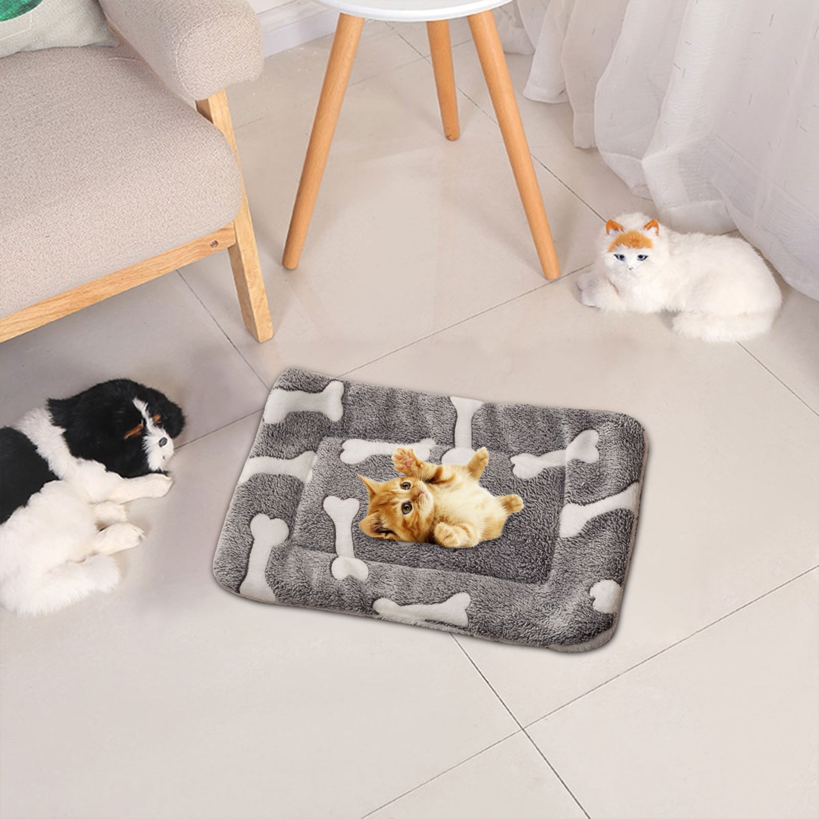 Fnochy Pets Dog Bed Crate Pad, Ultra Soft Pet Bed with Cute Bone&Love ...