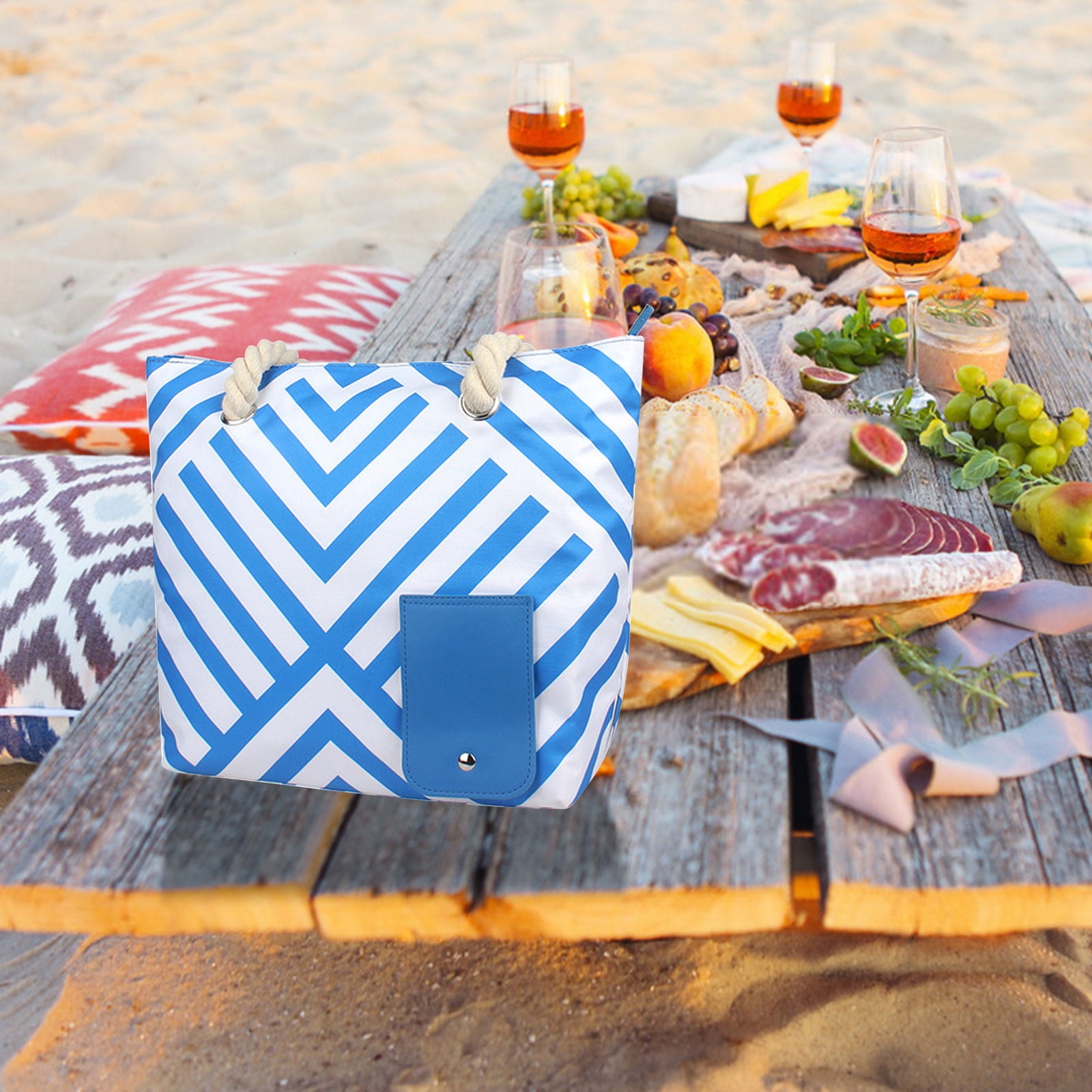 Fnochy Tote Beach Bag - Wine Travel Bag with Hidden Compartment and ...