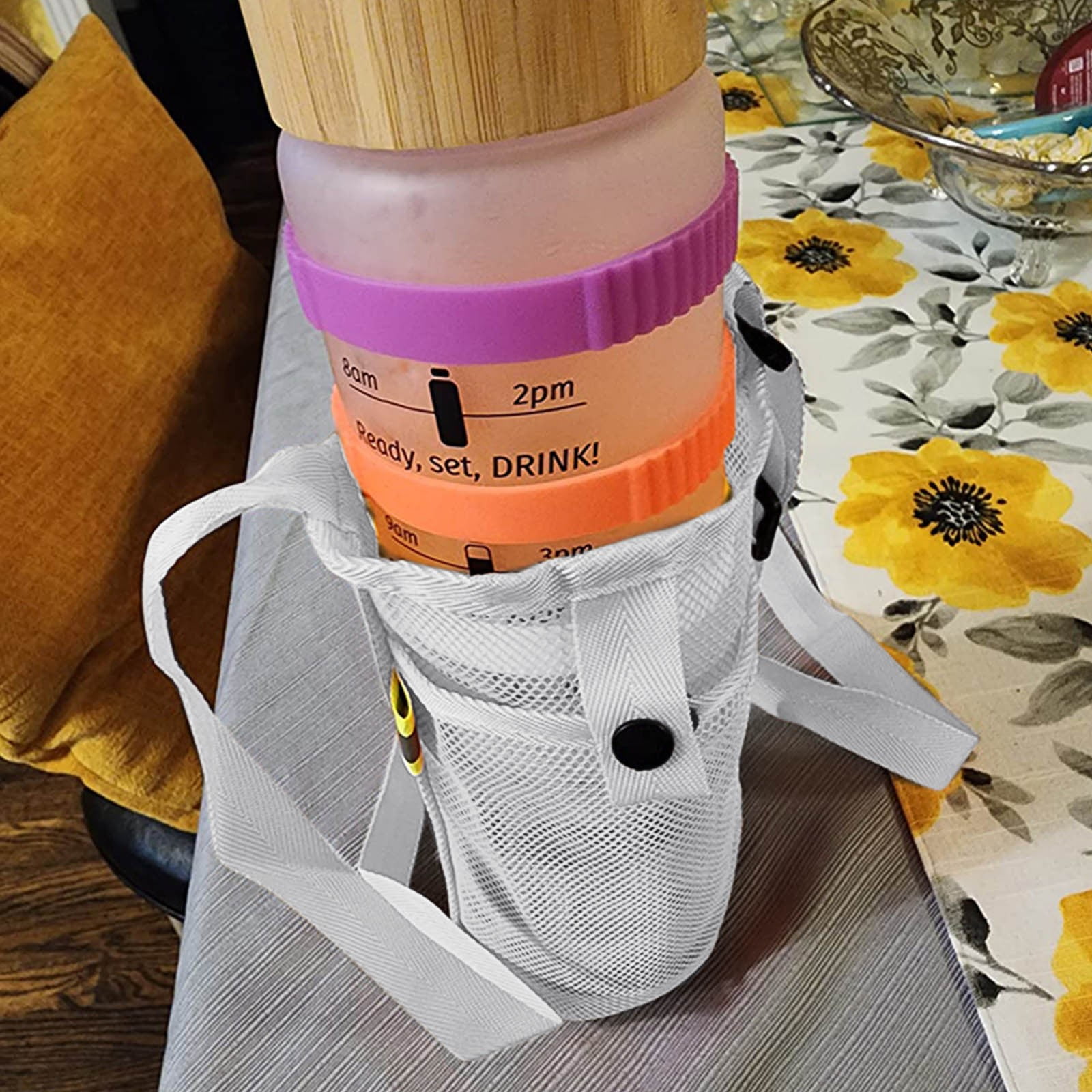 Fnochy Water Bottle Bag, Portable Mesh Bag, Stylish Outdoor Carrier ...