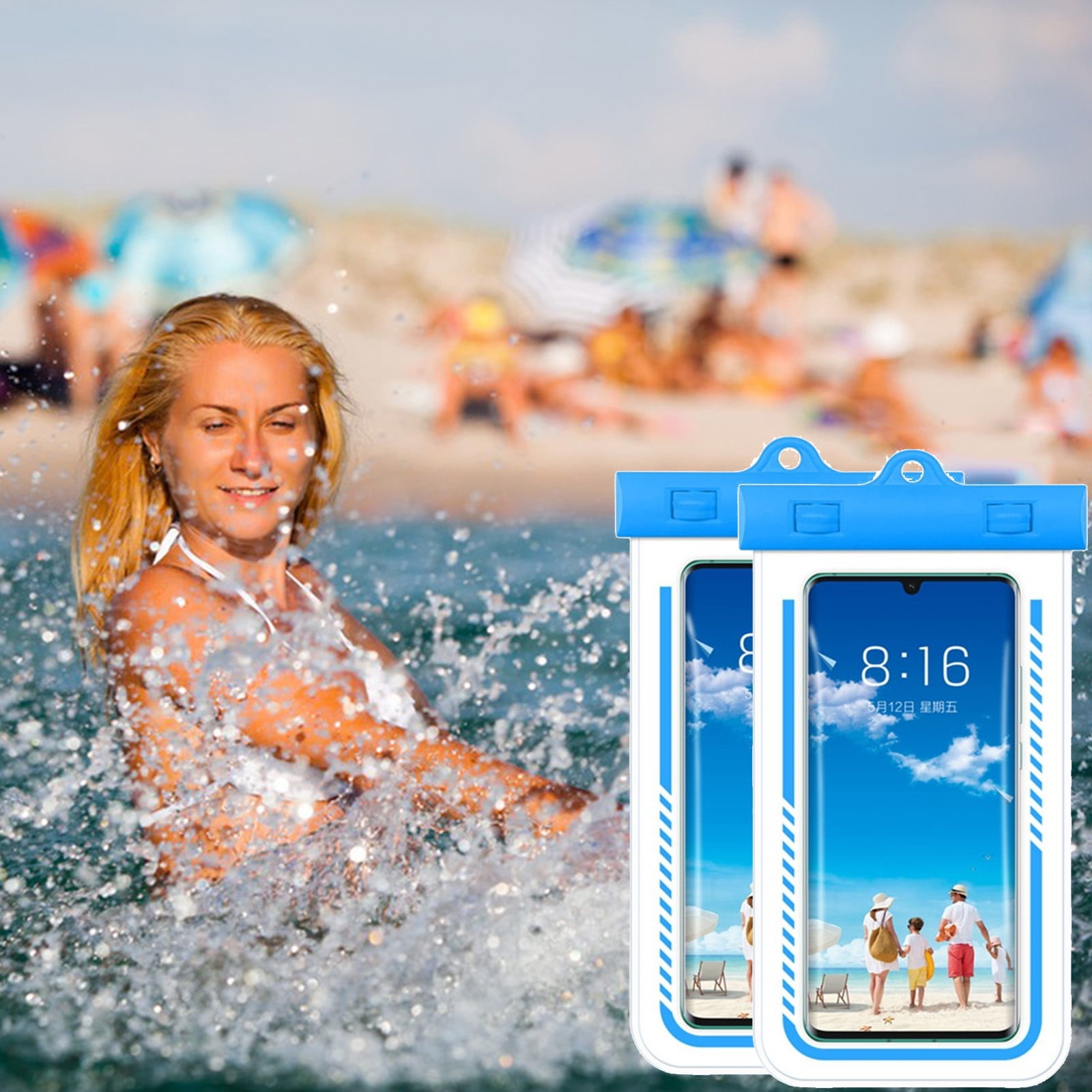 Fnochy Waterproof Phone Pouch IPX8 30M Submersible Transparent Touchscreen Case for Smartphones ...