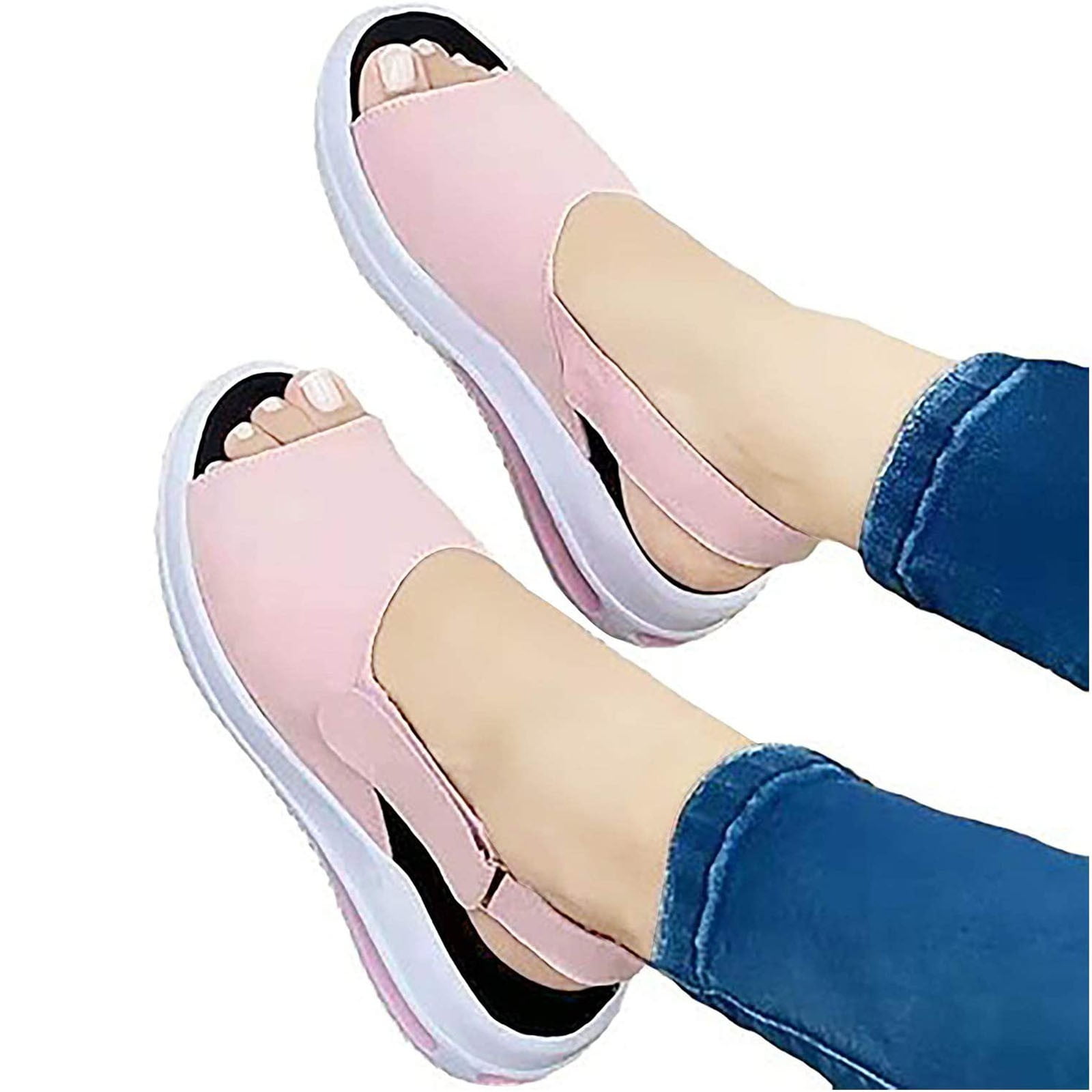 Fnochy Womens Flat Sandals Braided Strappy Summer Shoes Memory Foam ...