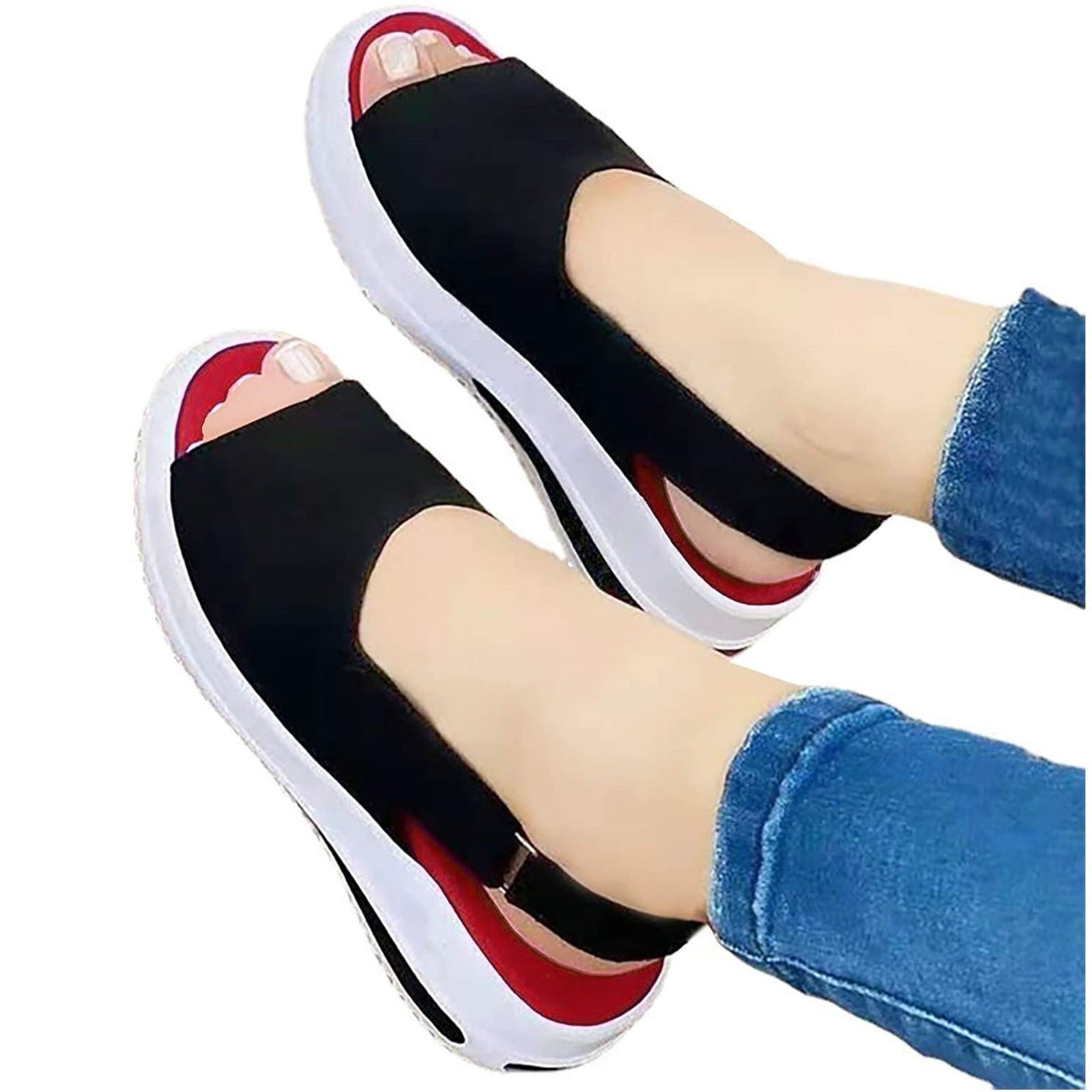 Fnochy Womens Flat Sandals Braided Strappy Summer Shoes Memory Foam ...