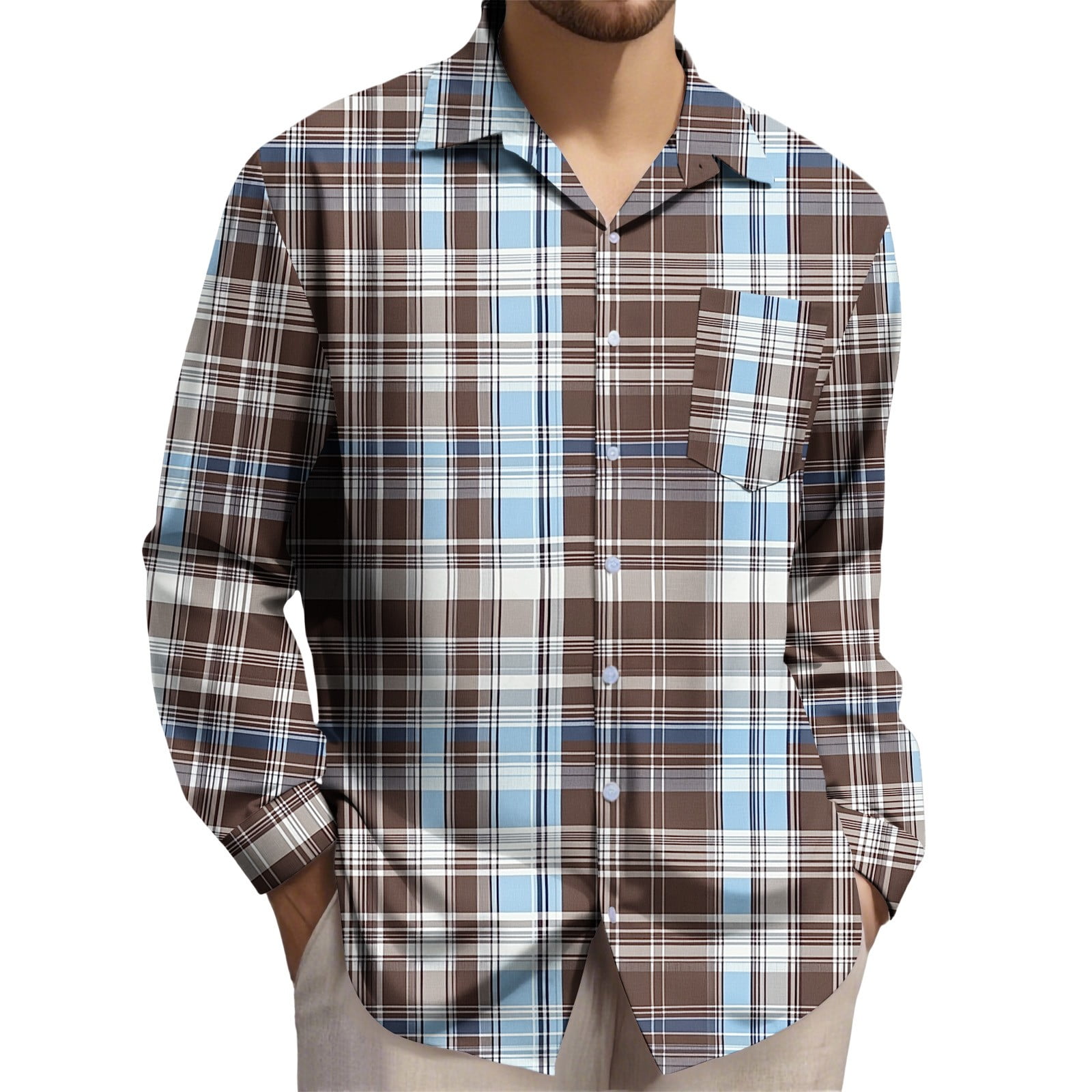 Fnooota Mens Long Sleeve Button Up Shirts, Casual Collared Business ...