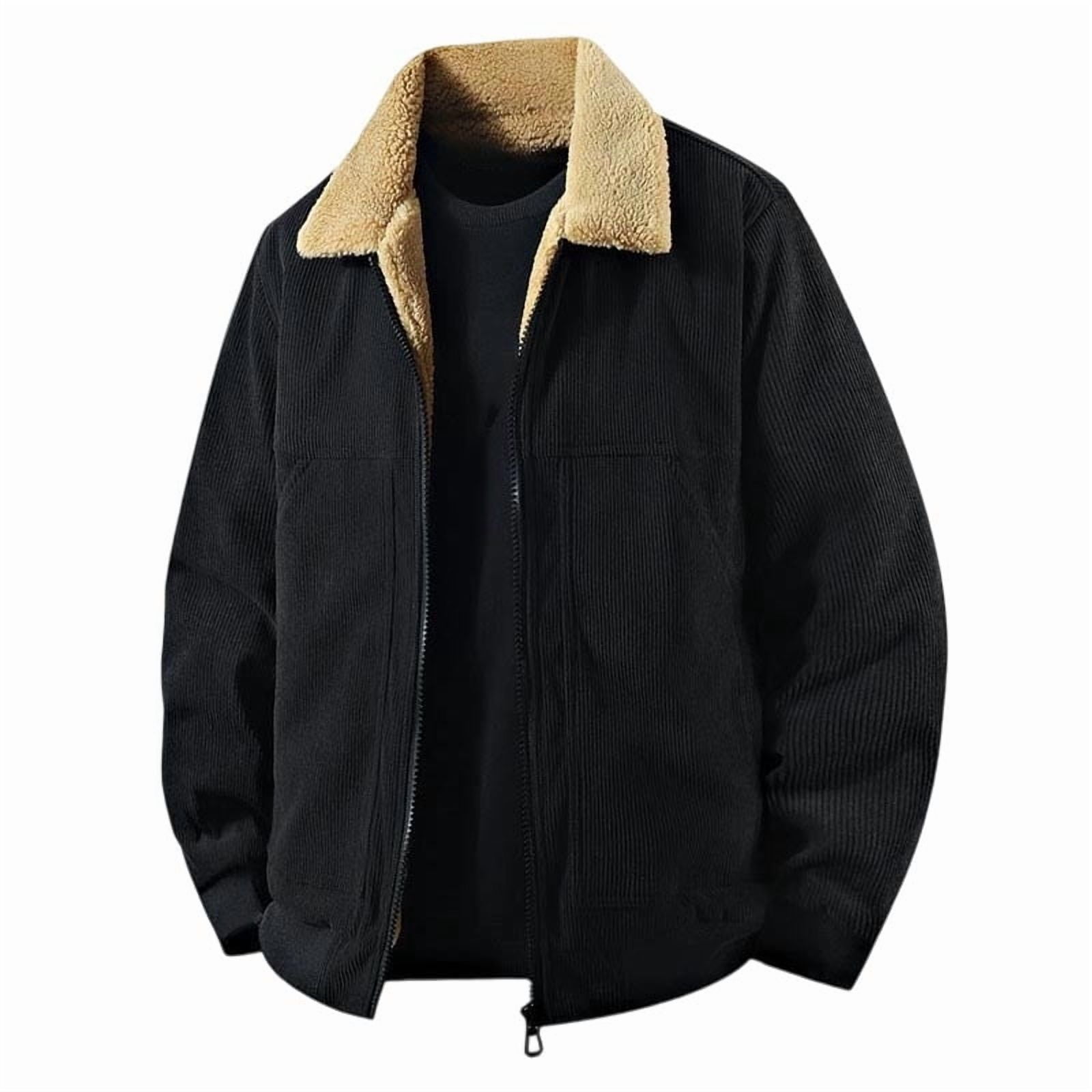 Fnooota Mens Shirt Jackets, Warm Zip up Lapel Collar Casual Winter ...