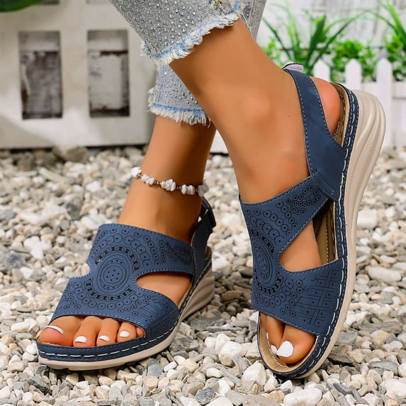 Fnooota Womens Comfort Sandals, Ankle Strap Non-slip Daily Open Toe ...