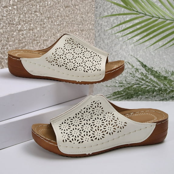 Fnooota Womens Slide Sandals , Summer Open Toe Party Slip On Wedge ...