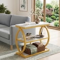Fnova 3-Tier End Table, Industrial Wooden Side Table with Metal Frame ...