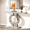 Fnova Mirrored Glam Console Table, Modern Silver Entryway Sofa Table ...