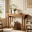 Fnova 63" Farmhouse Console Table with 2-Tier Storage Shelf, Scallop ...