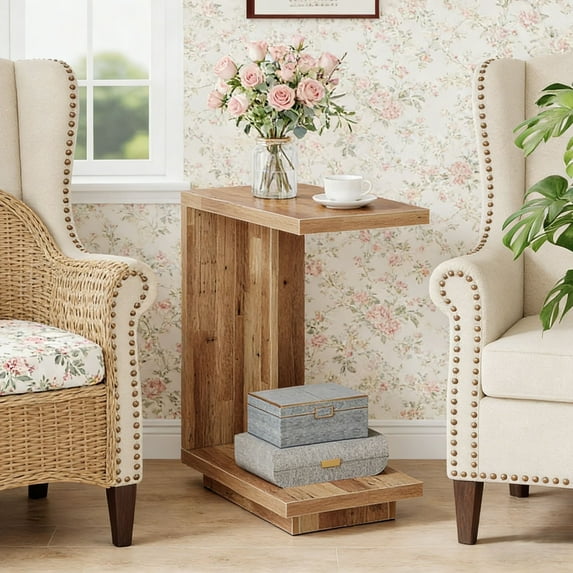 Fnova End Table Narrow Side Tables Modern Wooden Sofa Table with ...