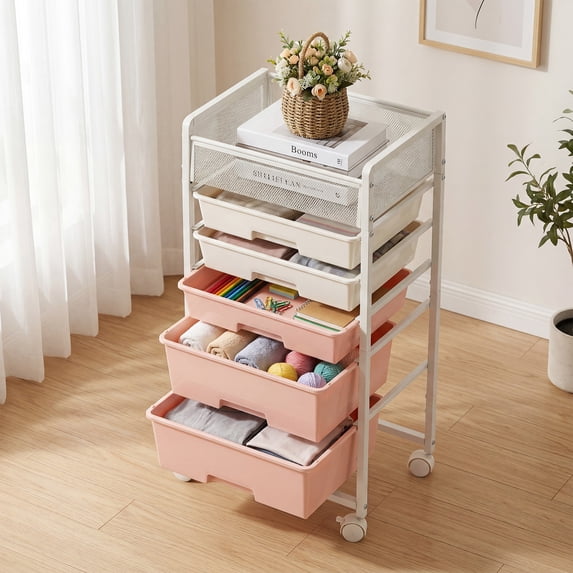 Fnova Rolling Utility Storage Cart with 5 Drawers, Art Craft Organizers ...
