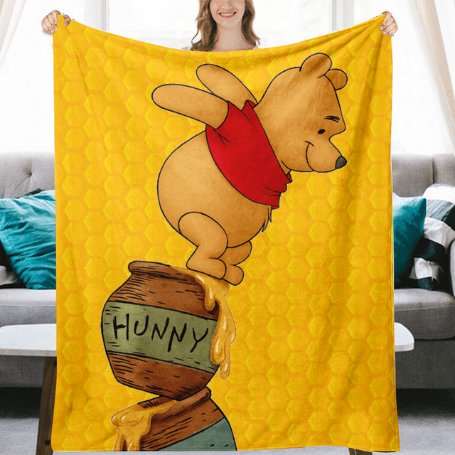 Fnyko Blanket Cartoon Winnie the Pooh Printed Super Soft Flannel Cozy ...