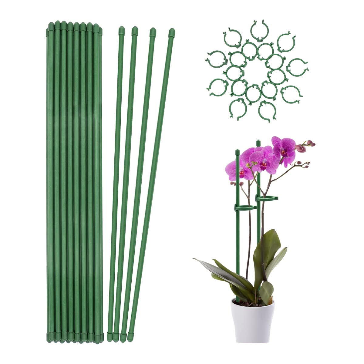 Fnyko Plant Stakes,Green Plant Sticks Support, Fiberglass Garden Plant ...