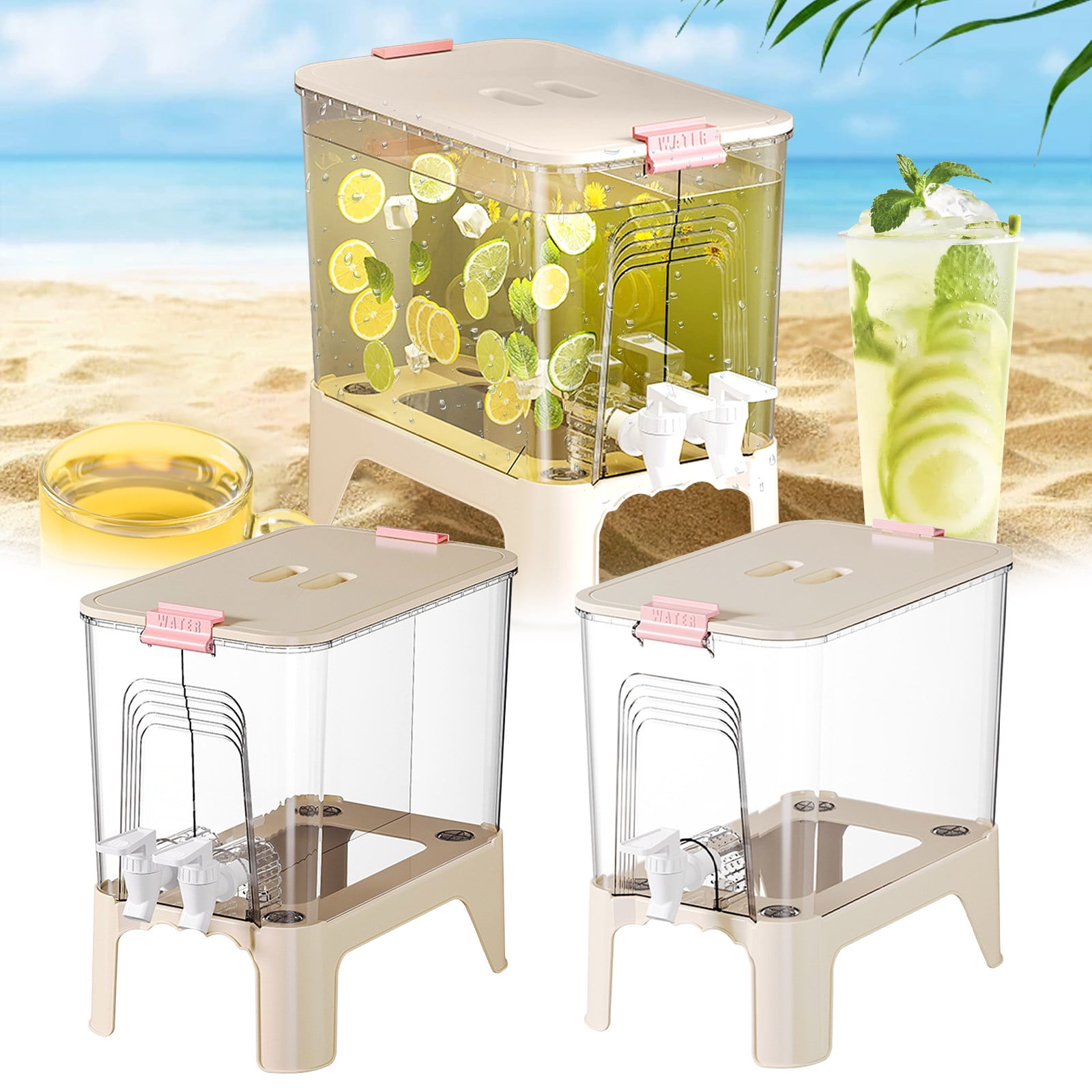 Fnyoxu 1 Gal BPA-Free Beverage Dispenser with Spigot & Stand - Clear ...
