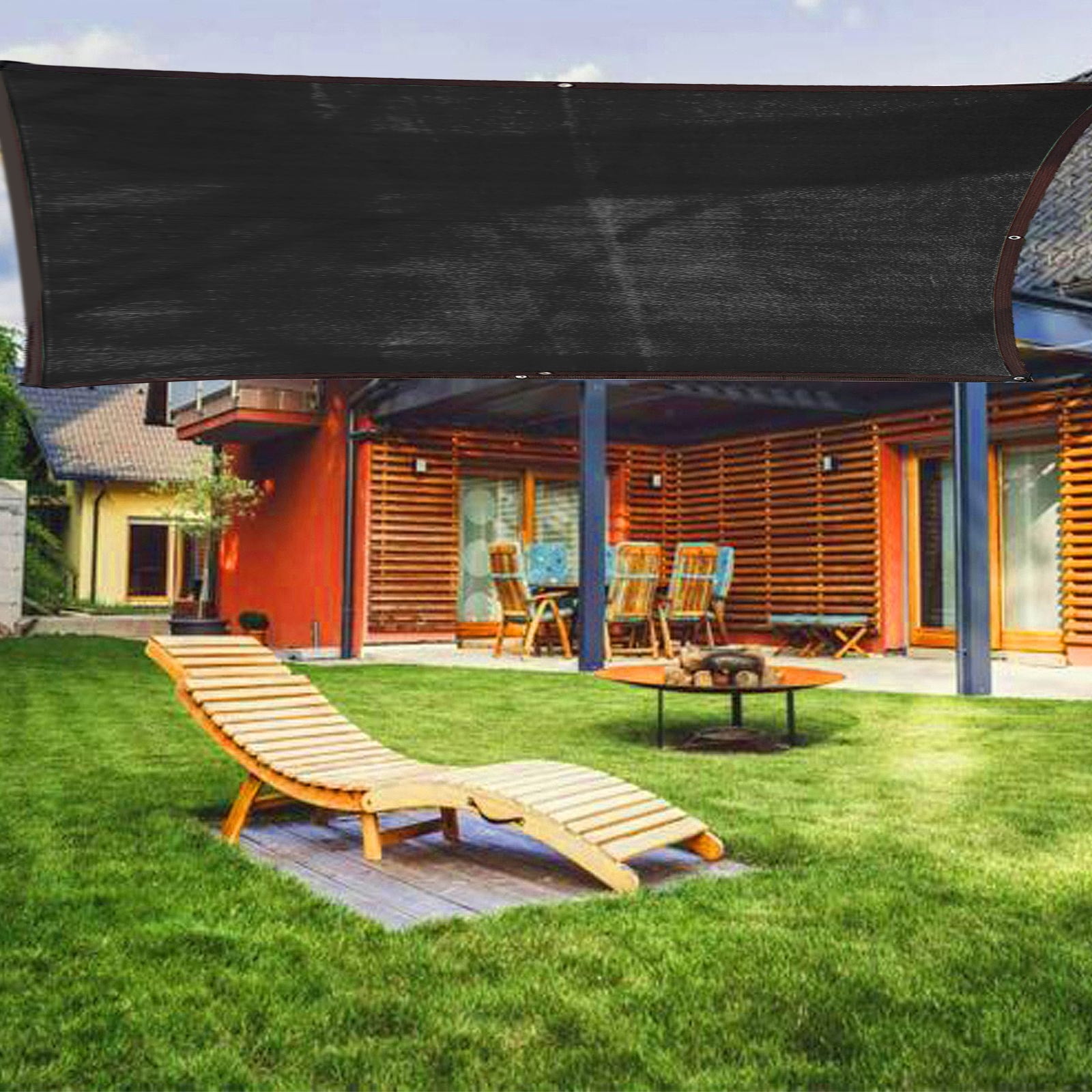 Fnyoxu 13.12'x13.12' Black Rectangle Shade Sail, Outdoor Sunshade ...