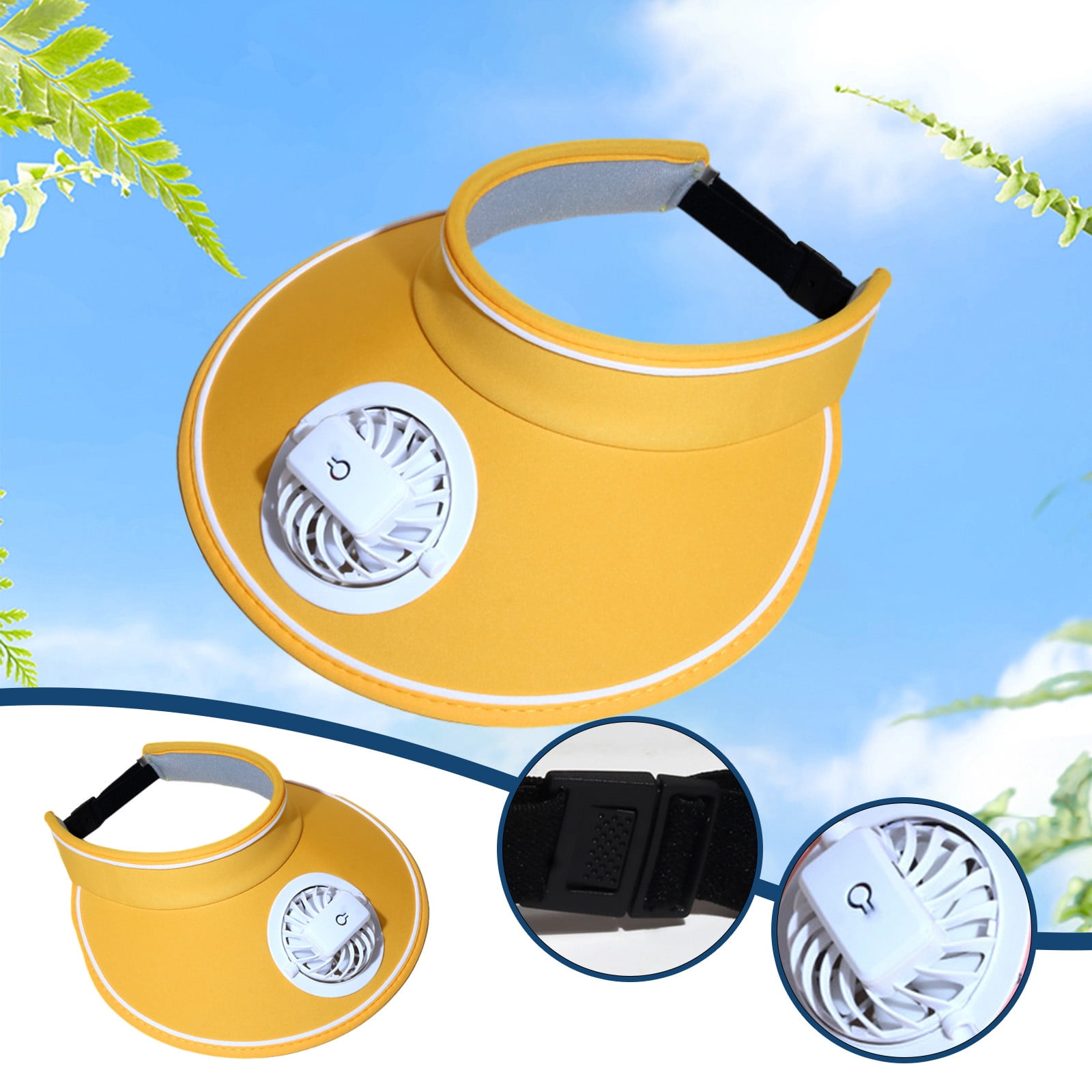 Fnyoxu 360 Degree Fan Rotating Sun Visor USB Charging Resist ...