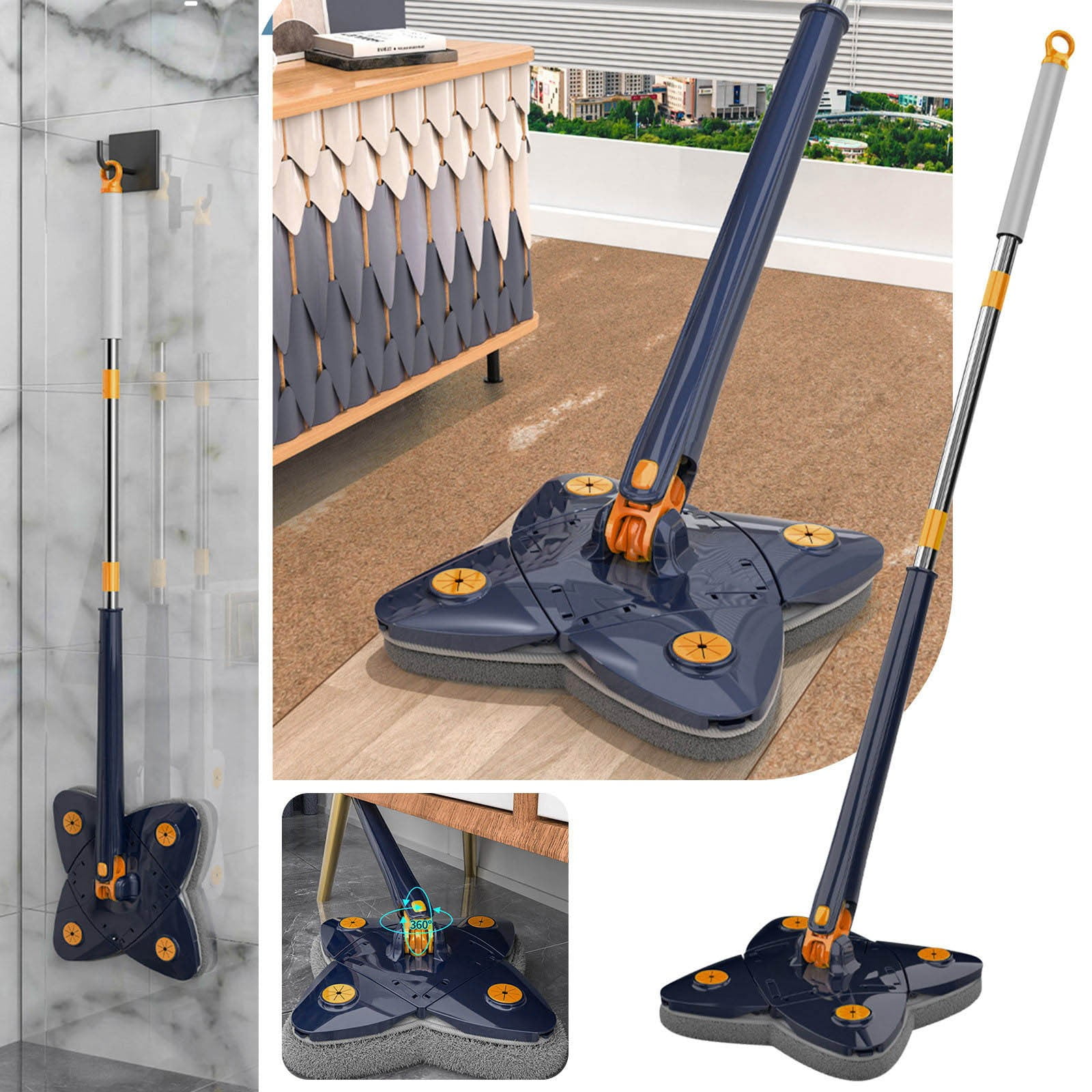 Fnyoxu 360-degree Rotatable Cleaning Mop,2023 New Four Corner ...