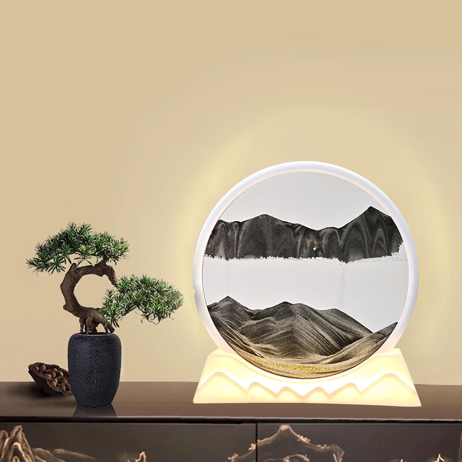 Fnyoxu 3D Moving Sand Art,7.87in 360° Rotating Hourglass Decoration ...