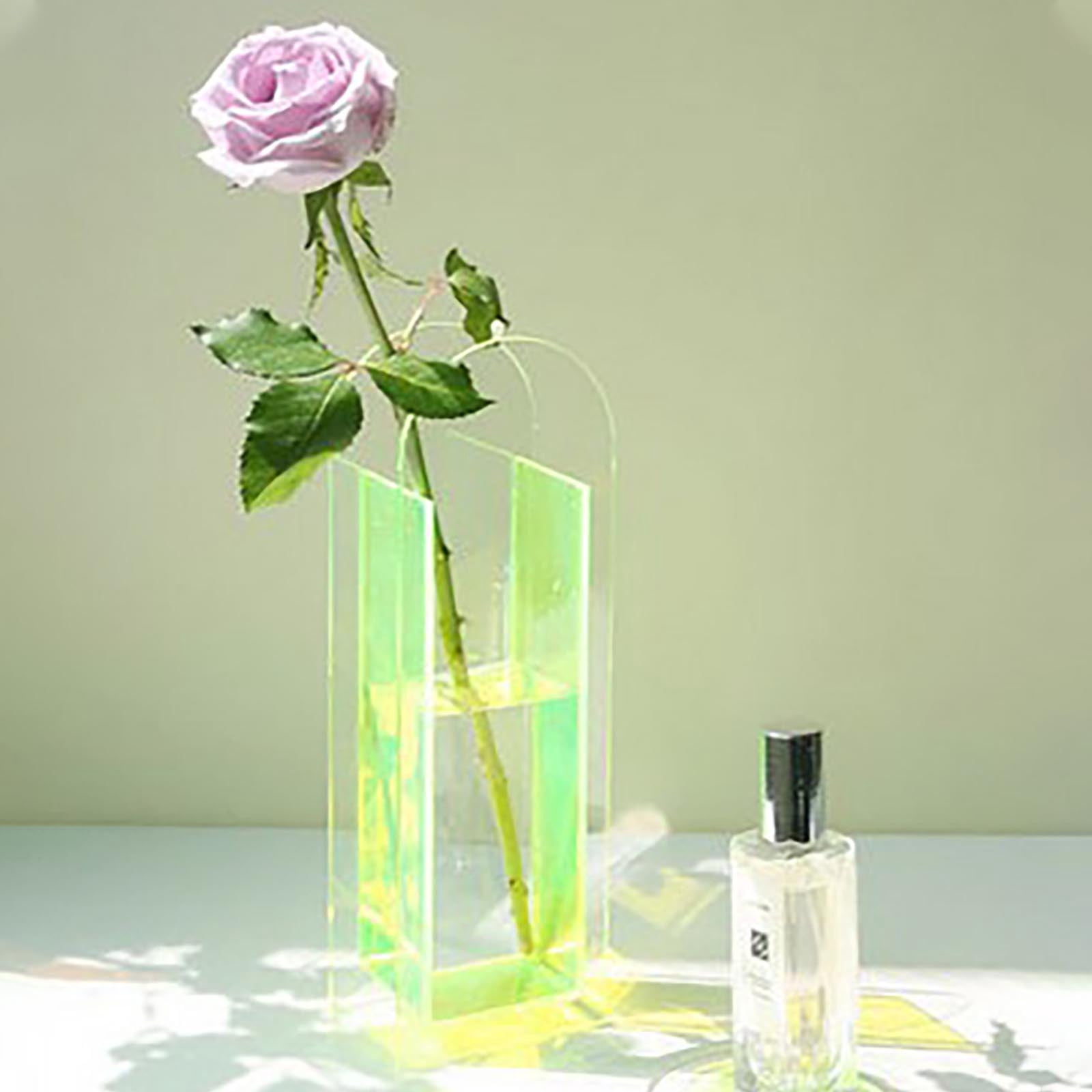 Fnyoxu Acrylic Geometric Vase - 8.7 Inch Transparent Dry Flower Display ...