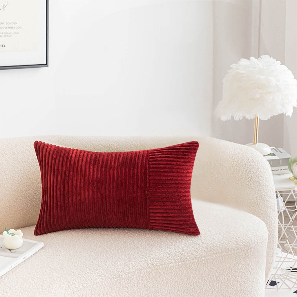 Fnyoxu Corduroy Throw Pillow Cover 18x30 Inch, Color Block Modern Sofa ...