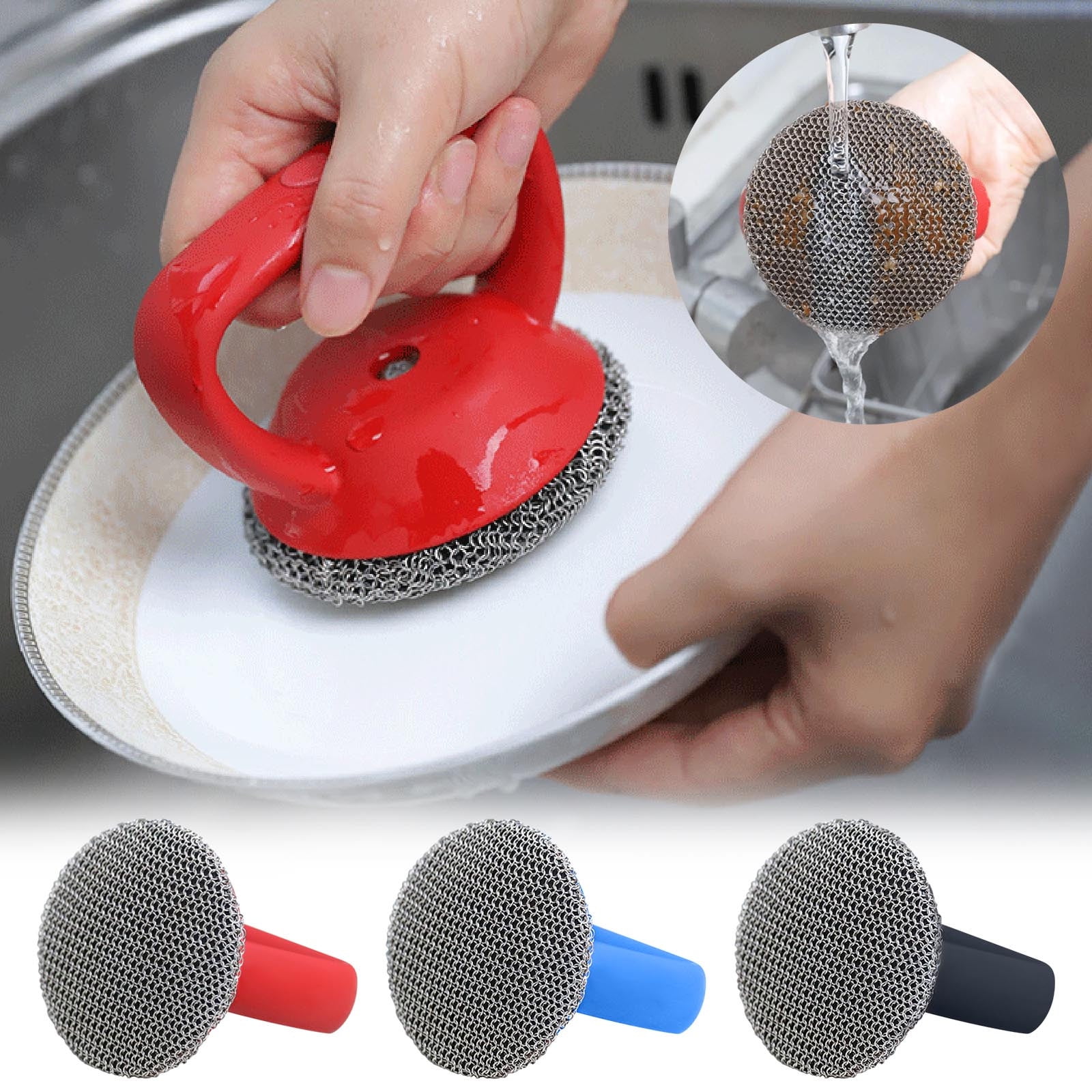 Fnyoxu Dish Scrub Brush, Palm Brush Dish Scrubber with Ergonomic Grip ...