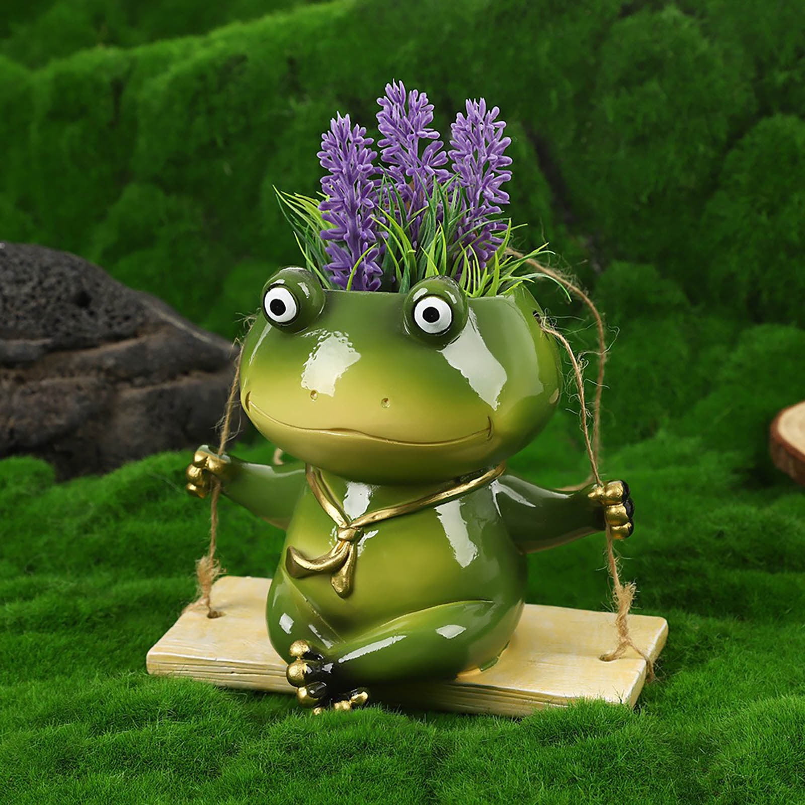 Fnyoxu Frog Resin Planter - Swinging Hanging Pot for Fairy Gardens ...