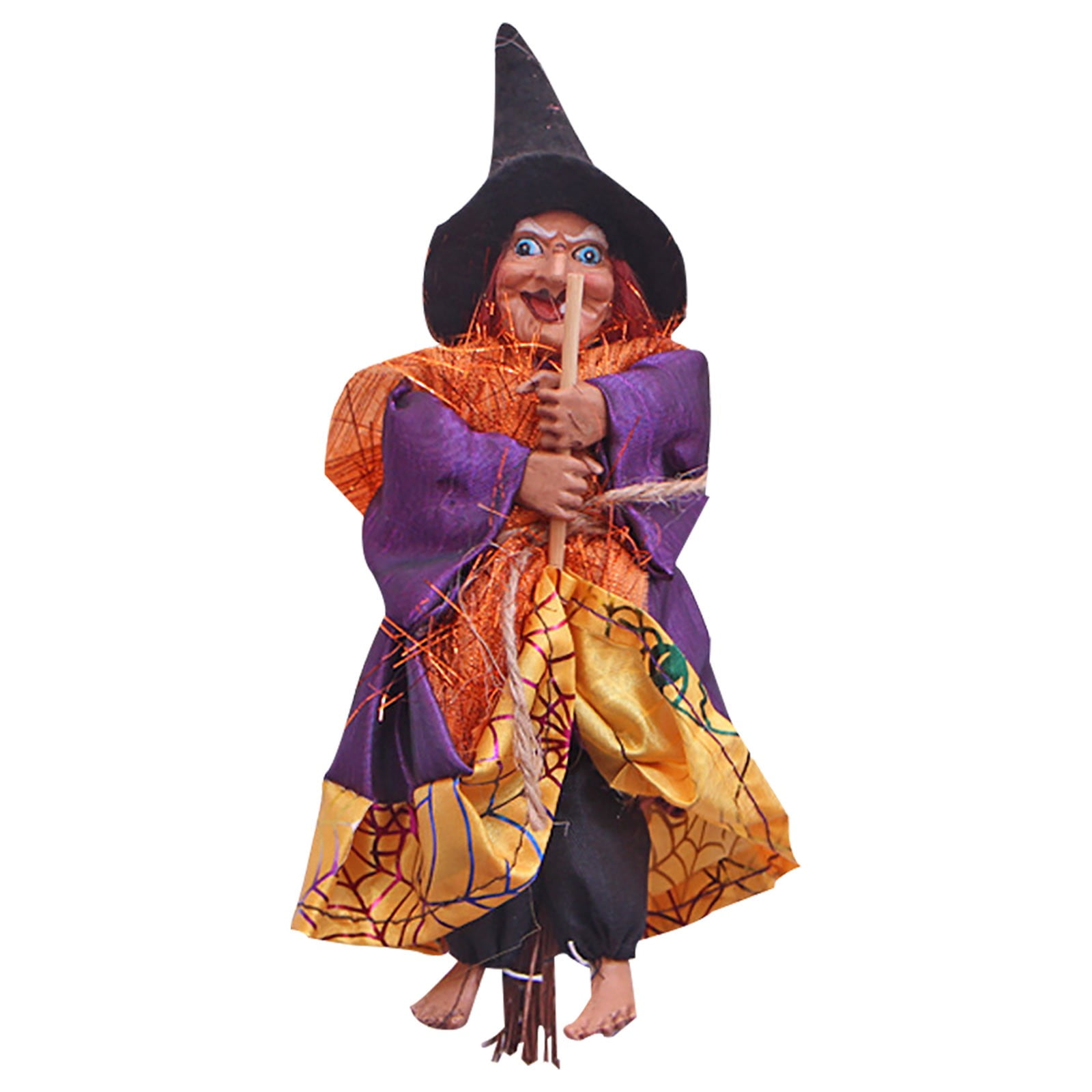 Fnyoxu Halloween Hanging Witch Flying Witches Broom, Wizard Scary ...