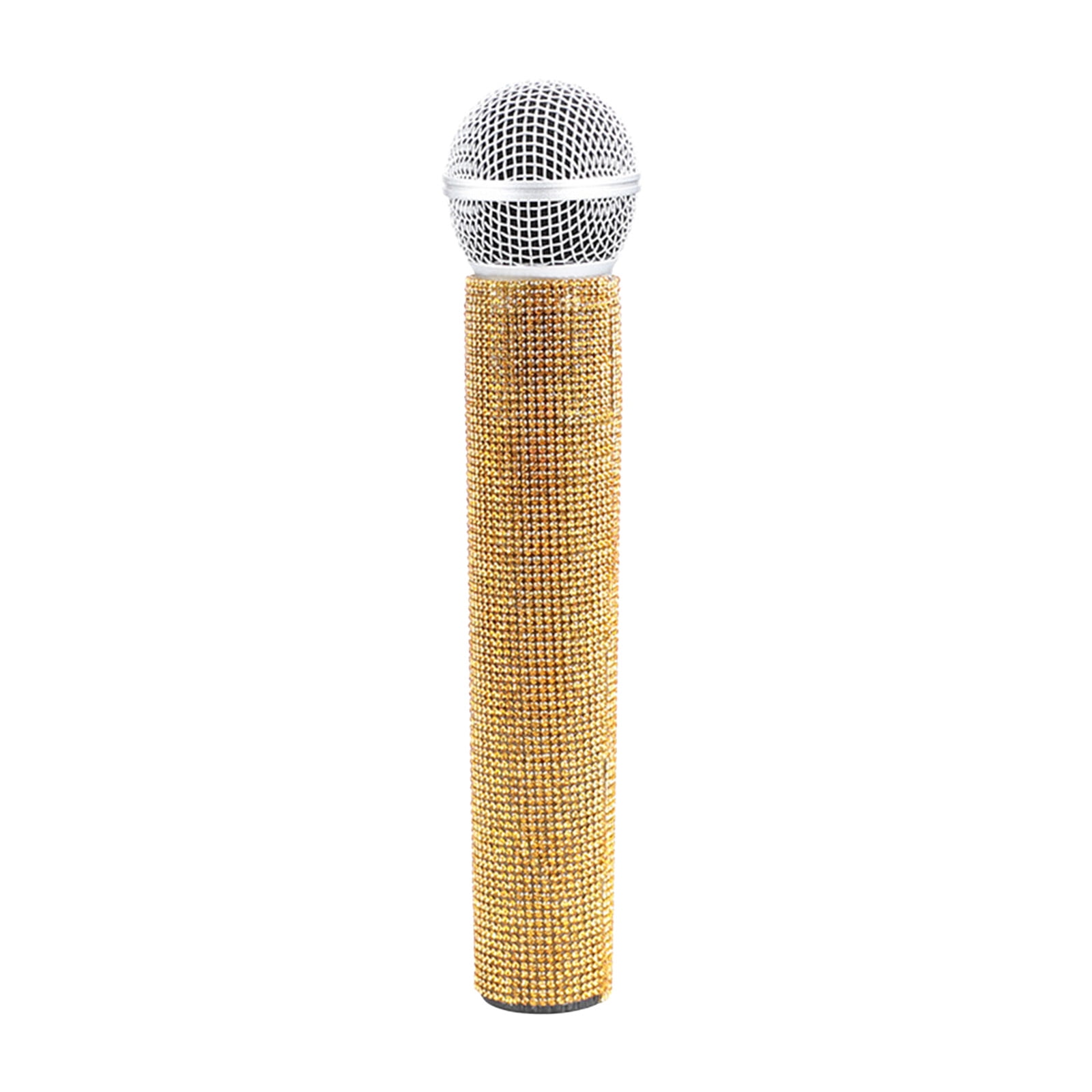 Fnyoxu Microphone Prop Fake Mic Bling Rhinestones Shining Microphone ...