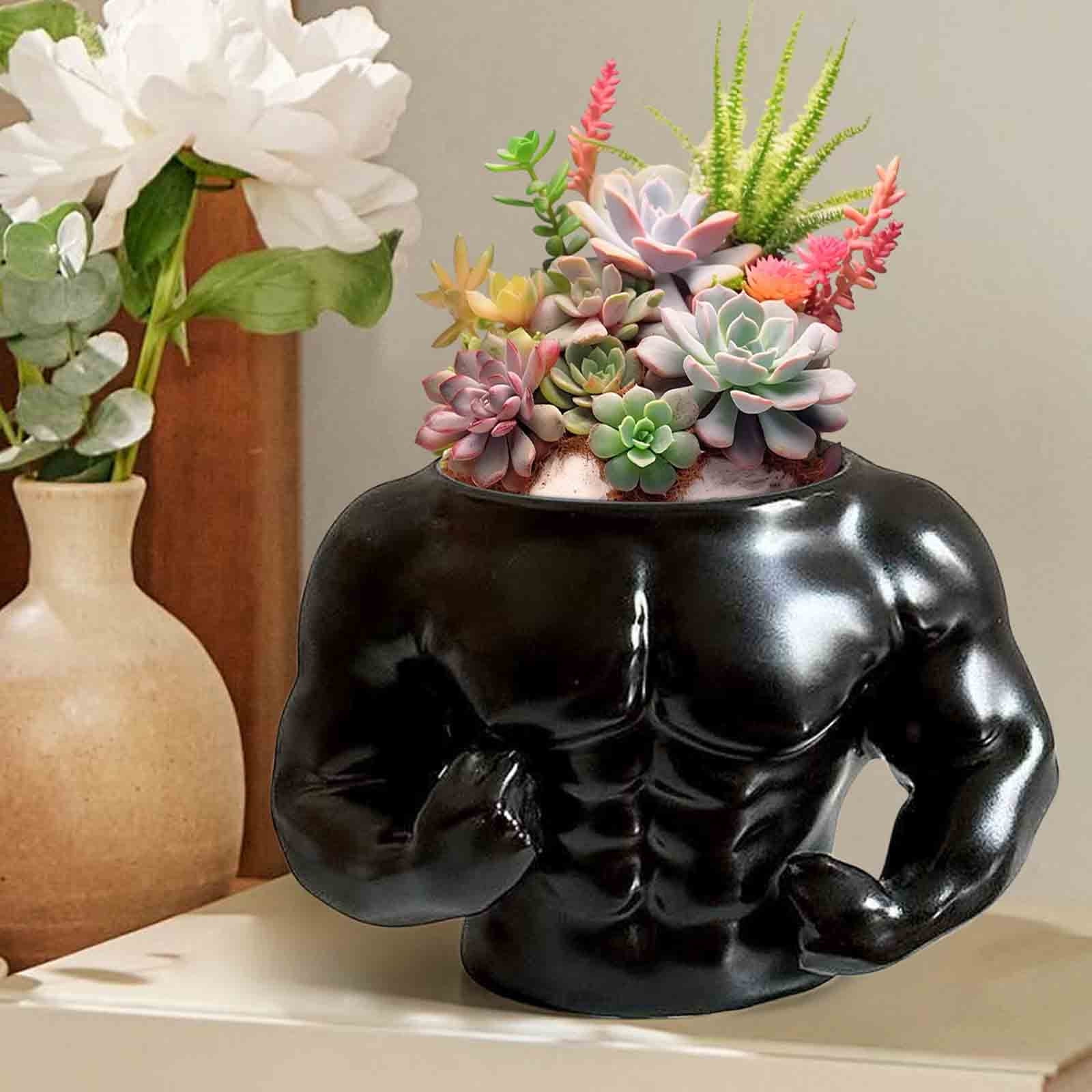 Fnyoxu Muscle Man Fitness Planter - Resin Sports Themed Sculpture for ...