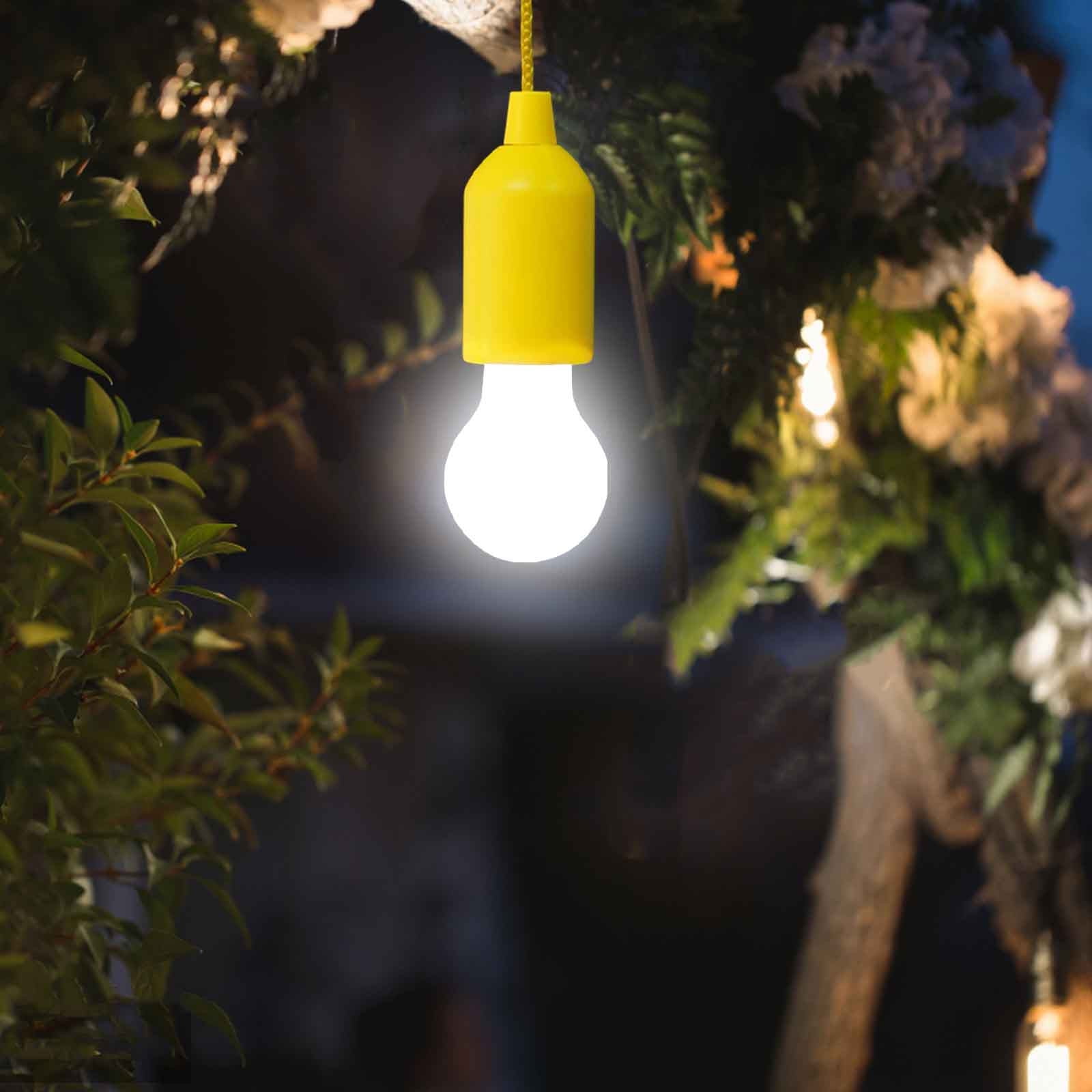 Fnyoxu Pull Rope Light Bulb,LED Hanging Light,Color Battery Powered ...