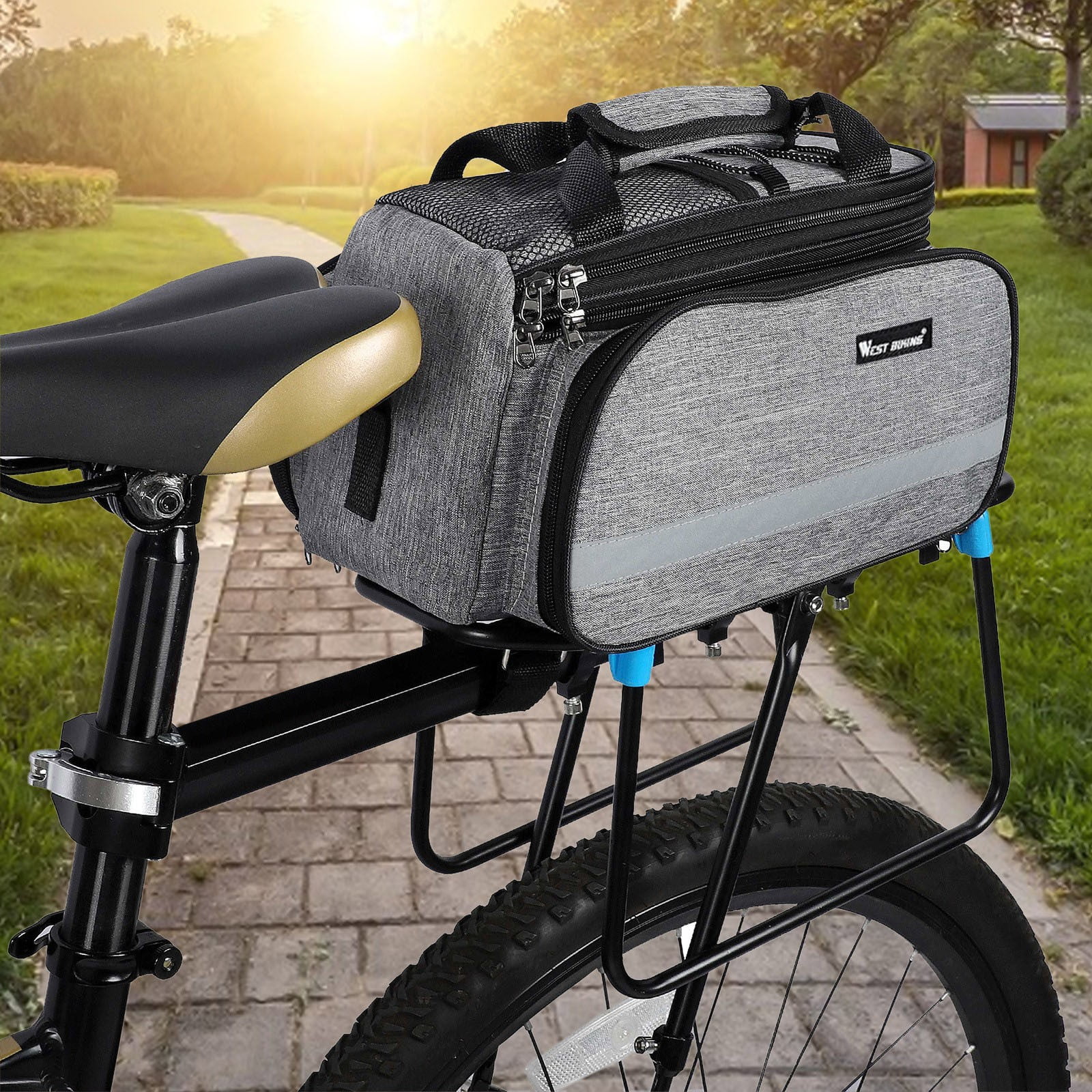 Fnyoxu Rear Bike Rack Bag, 25L Waterproof Bicycle Ebike Saddle Bag Cycling Pannier Trunk Carrier ...