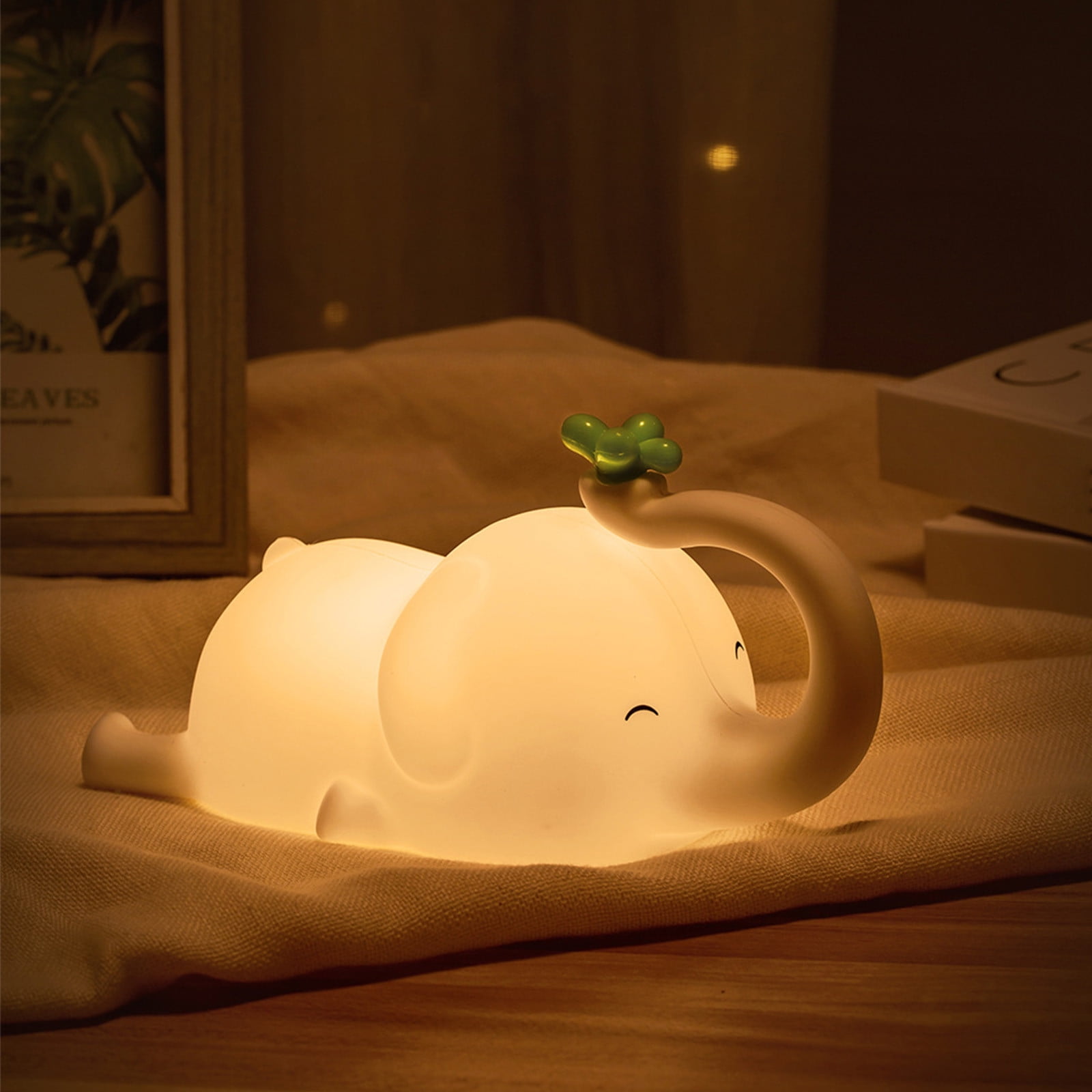 Fnyoxu Rechargeable Baby Dumbo Cute Lamp,Silicone Pat Night Light for ...