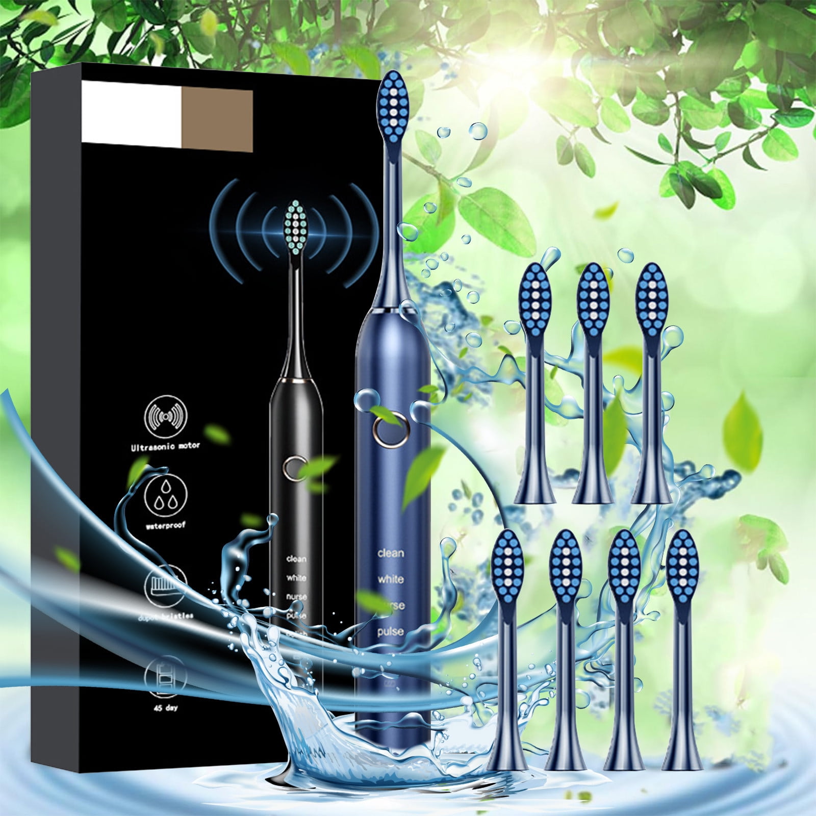 Fnyoxu Sonic Electric toothbrush with 8 Brush Heads for Adults and Kids ...