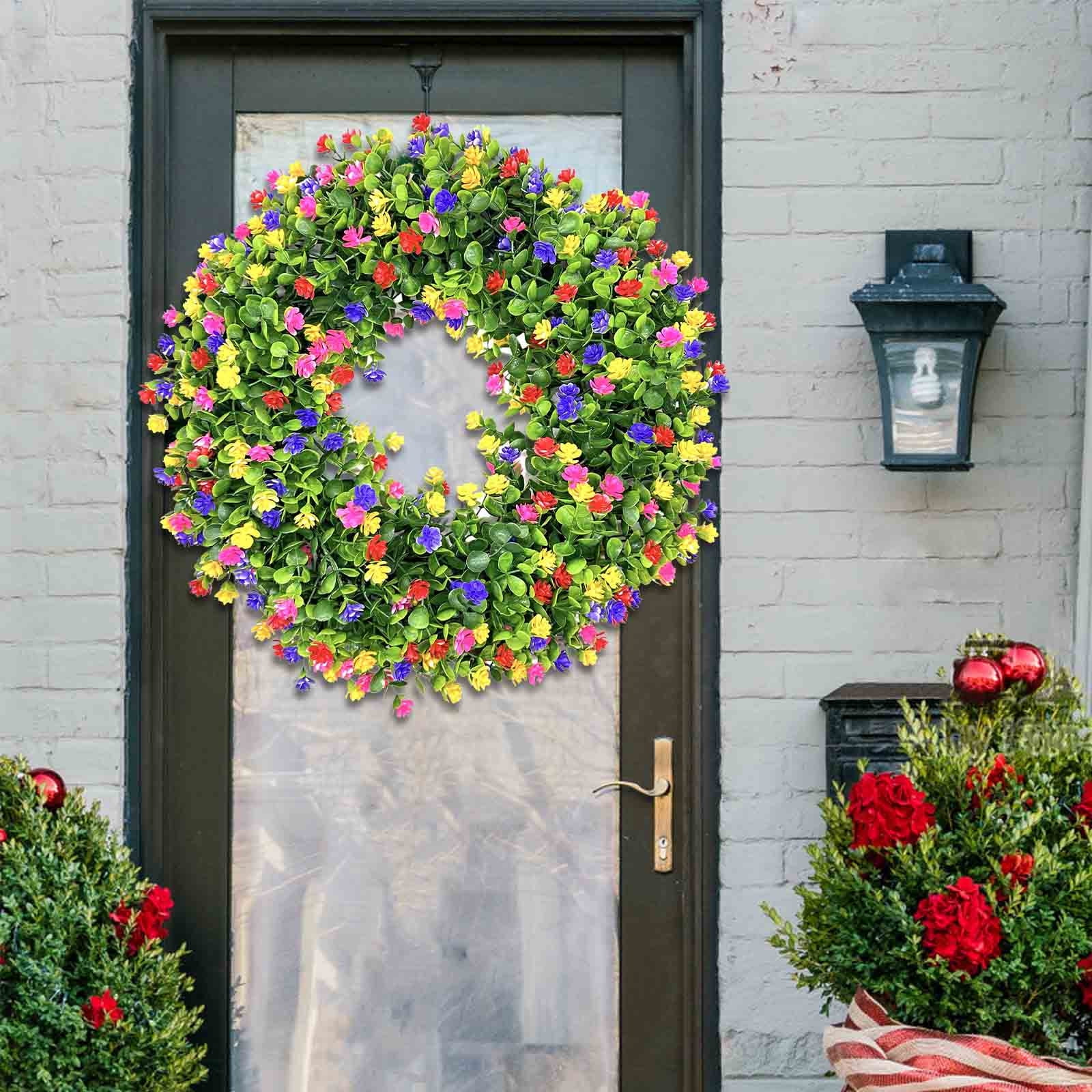 Fnyoxu Spring Wreath,13Inch Spring Wreaths for Front Door Artificial ...