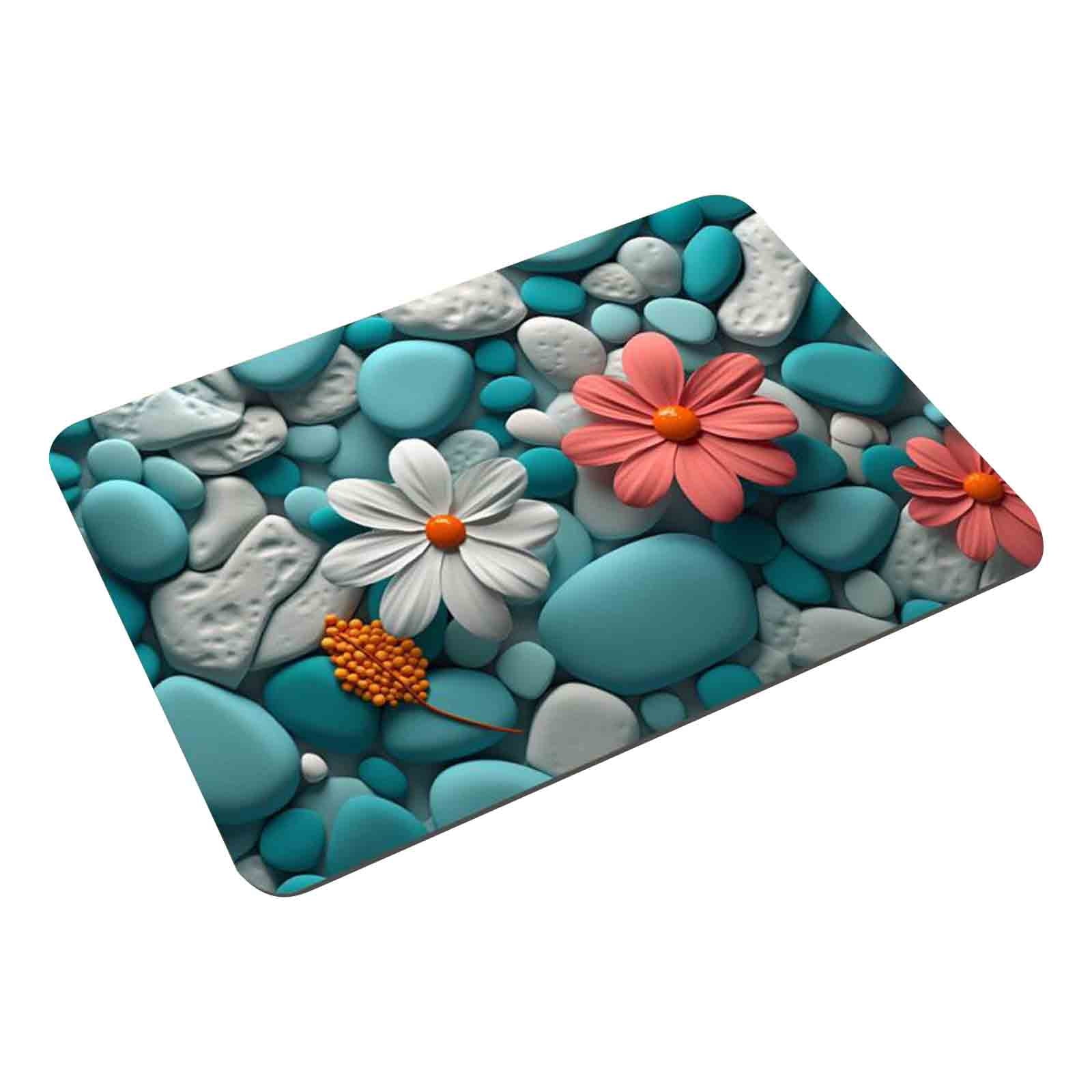 Fnyoxu Style Gypsum Pattern Flower Entrance Mat Fresh Bathroom Entrance ...