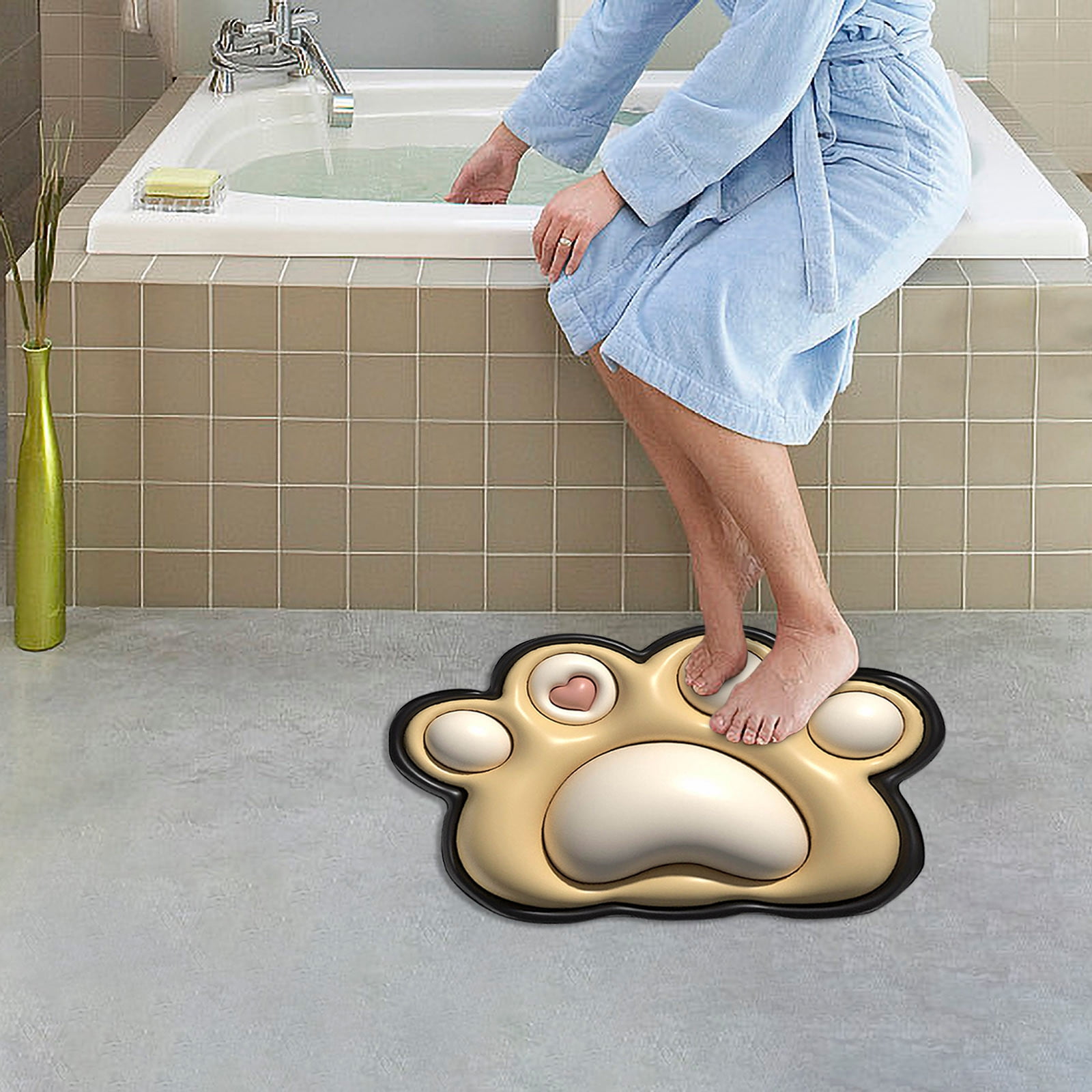 Fnyoxu Super Absorbent Bath Mat Cute Bathroom Entrance Slip Mats ...