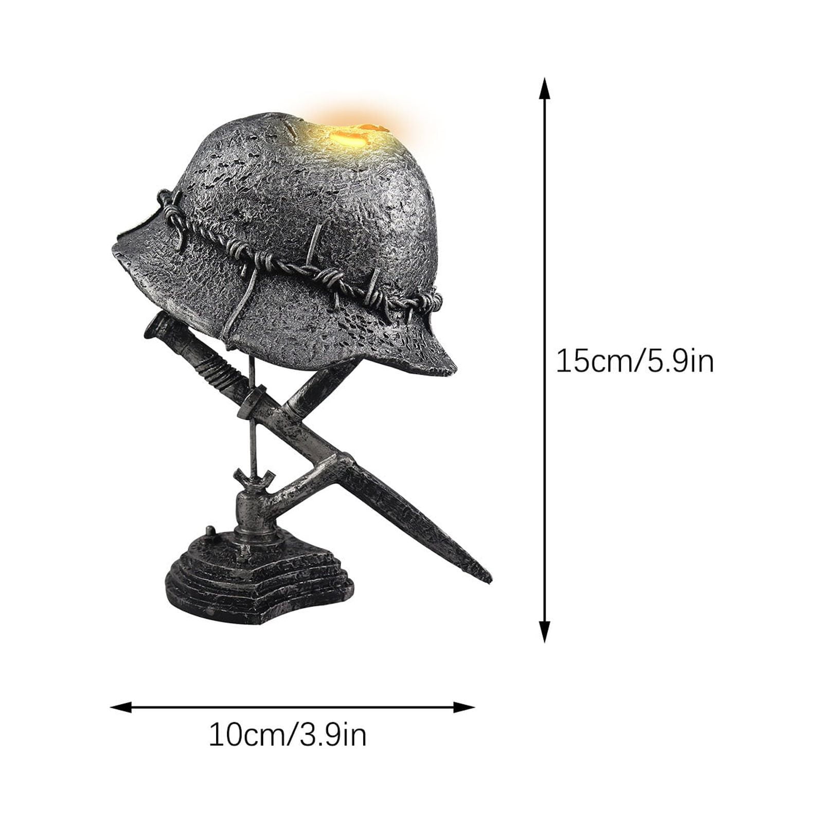 Fnyoxu War Lamp Table Lamp Statue Made From WWII Soldier Helmet and ...