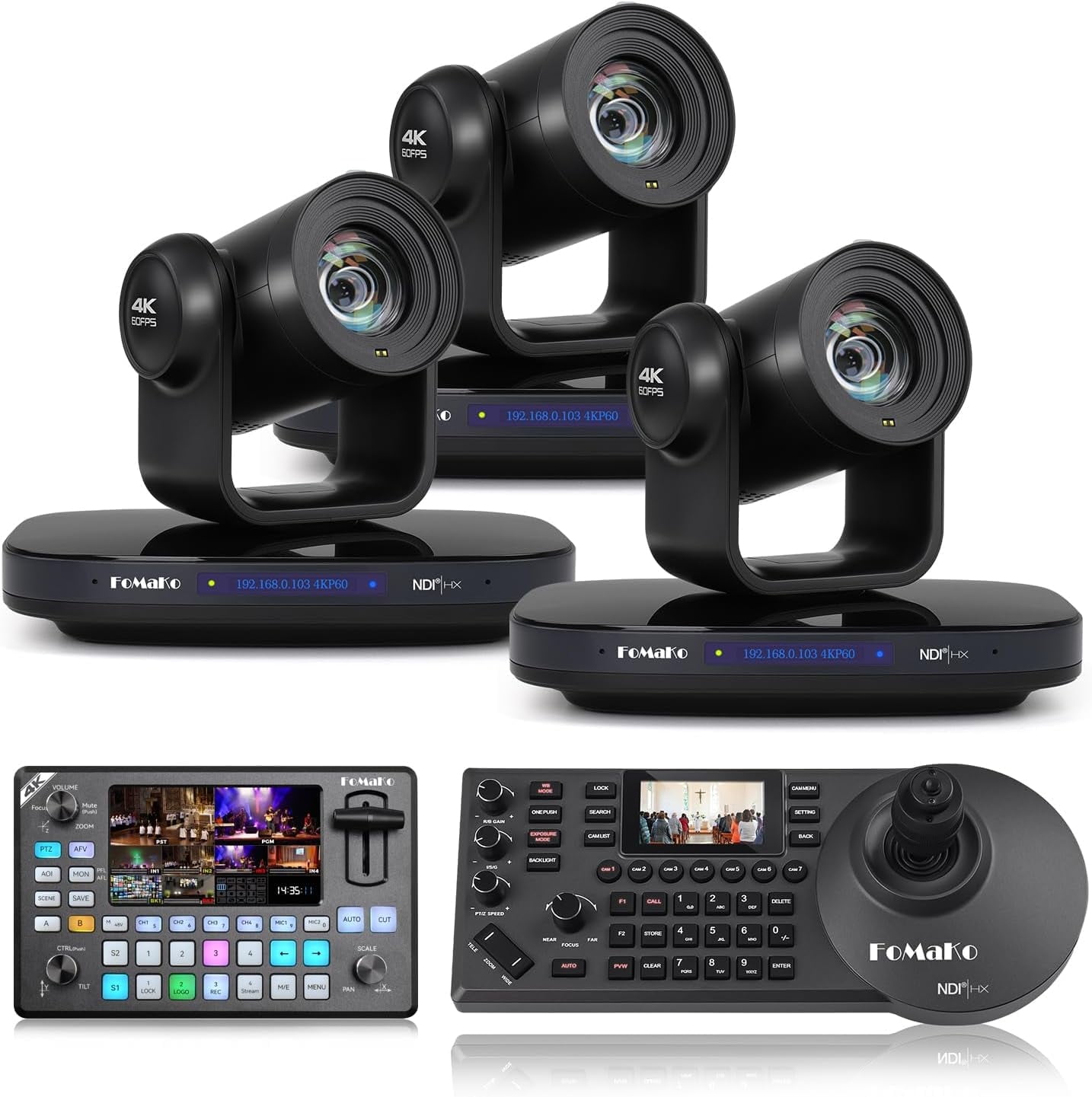 FoMaKo 12G-SDI 4K 60FPS NDI,20X Optical Zoom PTZ Camera,4KP60 AI Auto ...