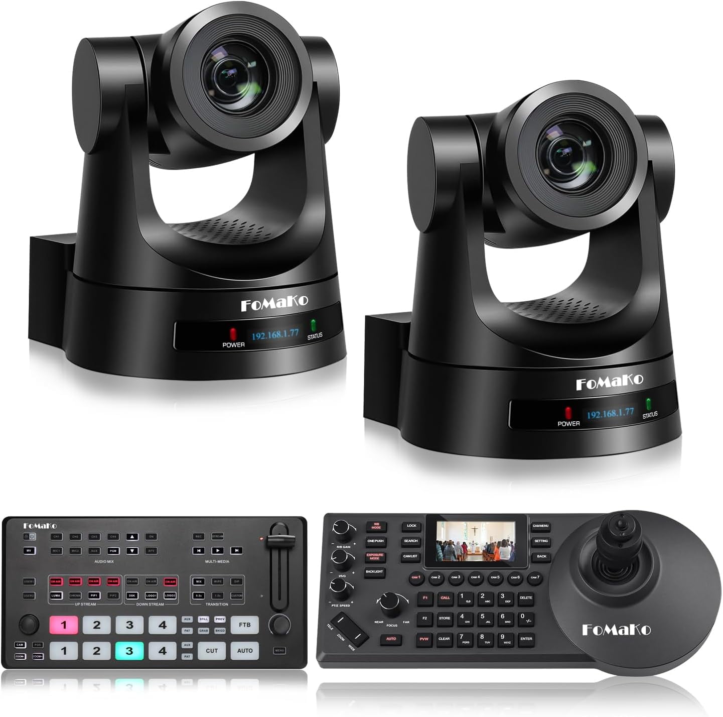 FoMaKo 20x ptz camera(3pcs)+ptz camera controller(1pc)+4k input video ...