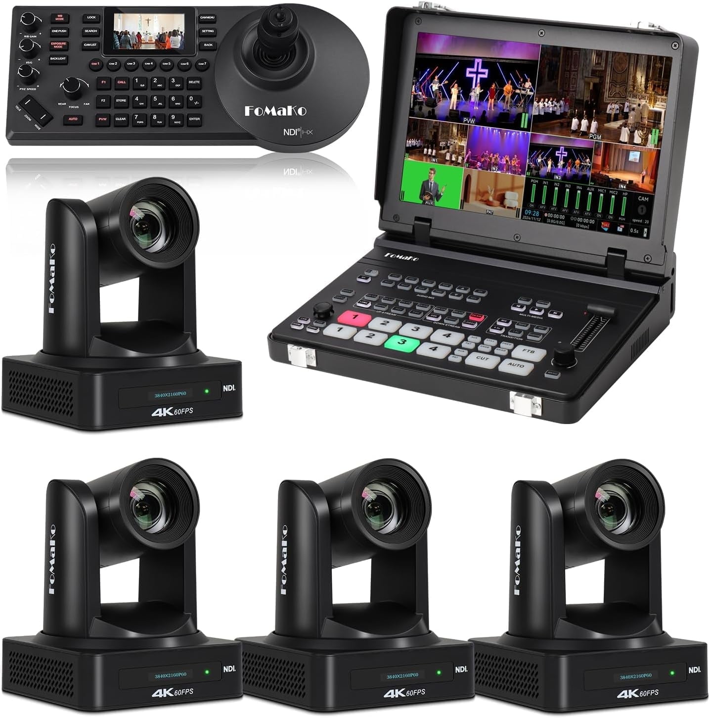 FoMaKo 4K 60FPS NDI HDMI 20x Optical Zoom PTZ Camera, AI Auto-Tracking ...