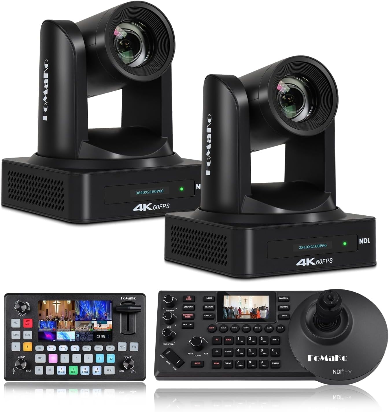 FoMaKo 4K 60FPS NDI HDMI,20x Optical Zoom PTZ Camera, AI Auto-Tracking ...