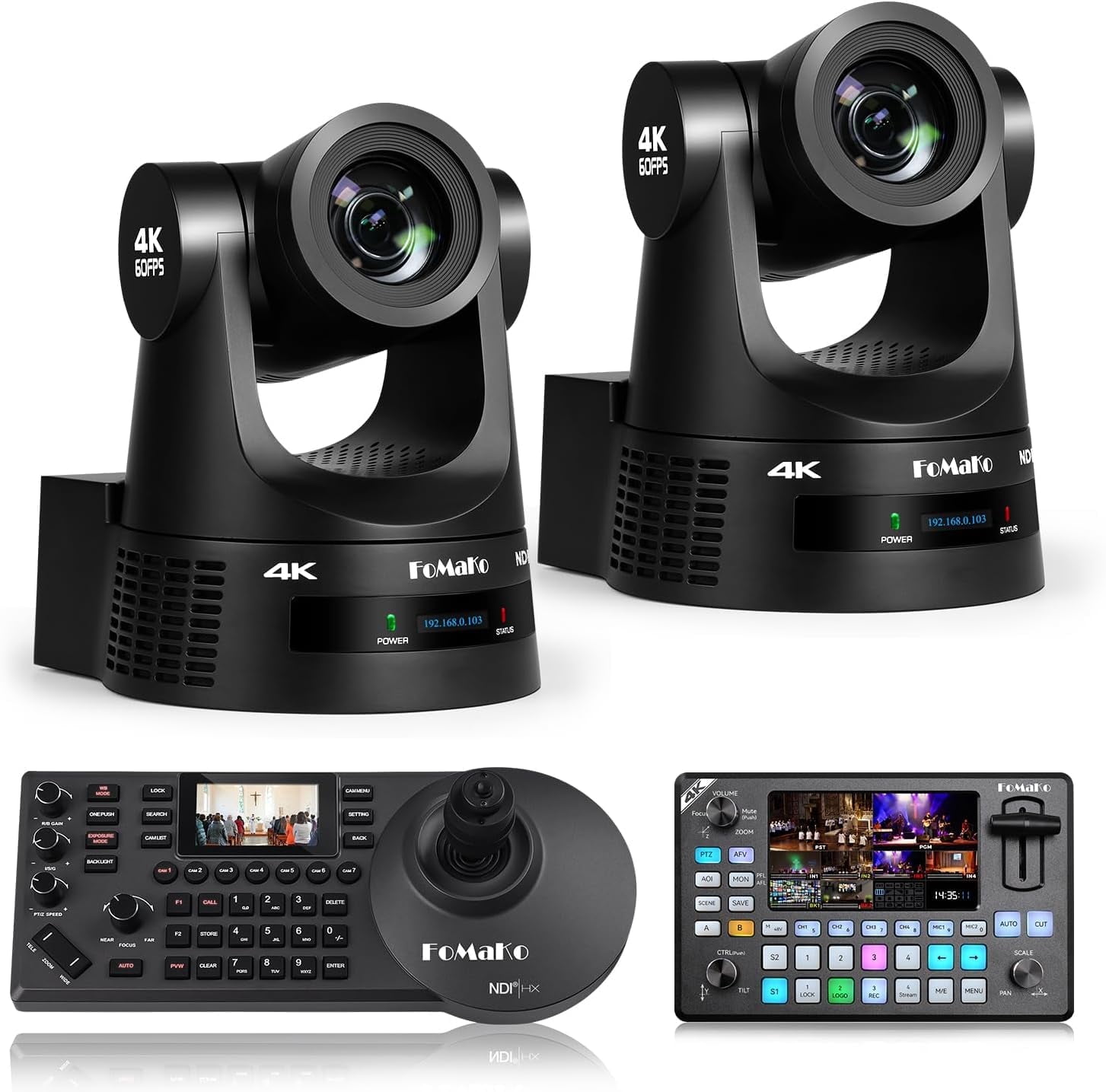 FoMaKo 4K 60fps NDI PTZ Camera, Supports NDI HX3 4K 60fps Output, 20x ...