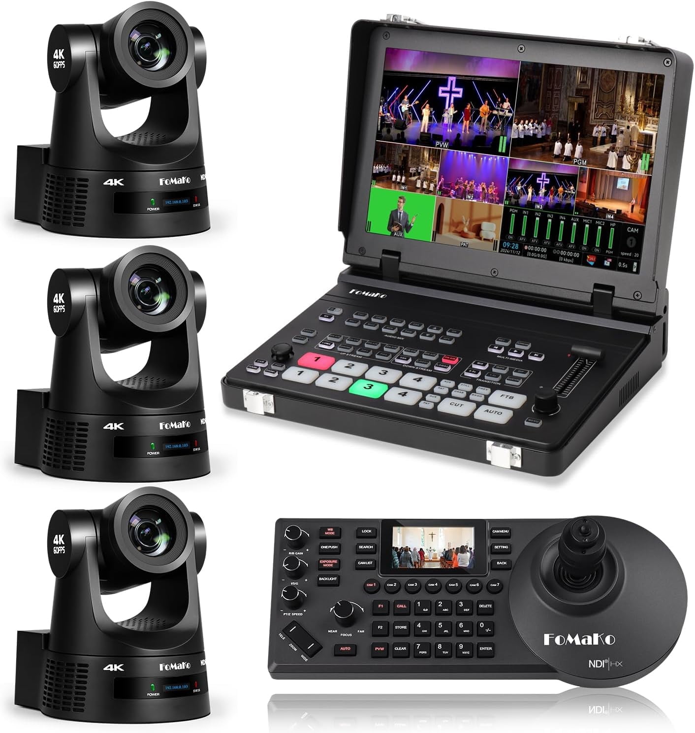 FoMaKo 4K 60fps NDI PTZ Camera, Supports NDI HX3 4K 60fps Output, 20x ...