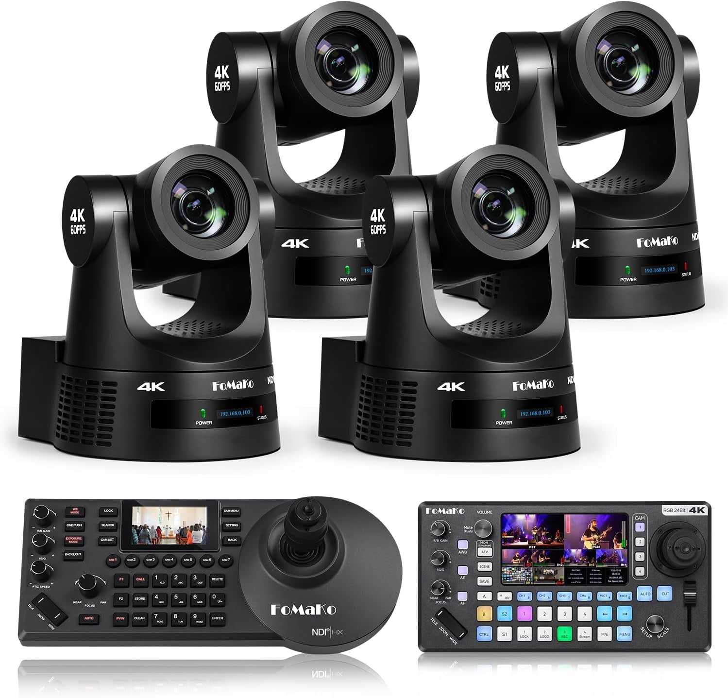 FoMaKo 4K 60fps NDI PTZ Camera, Supports NDI HX3 4K 60fps Output, 20x ...