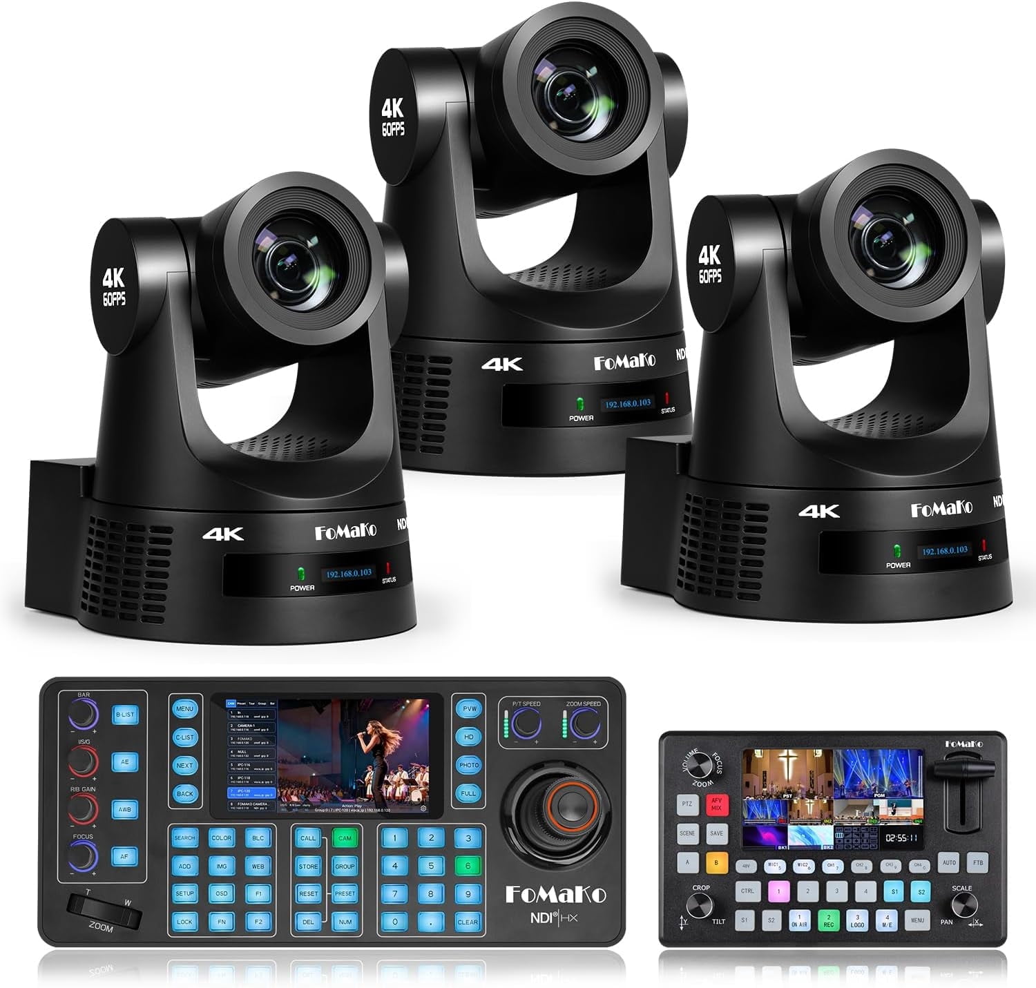 FoMaKo 4K 60fps NDI PTZ Camera, Supports NDI HX3 4K 60fps Output, 20x ...