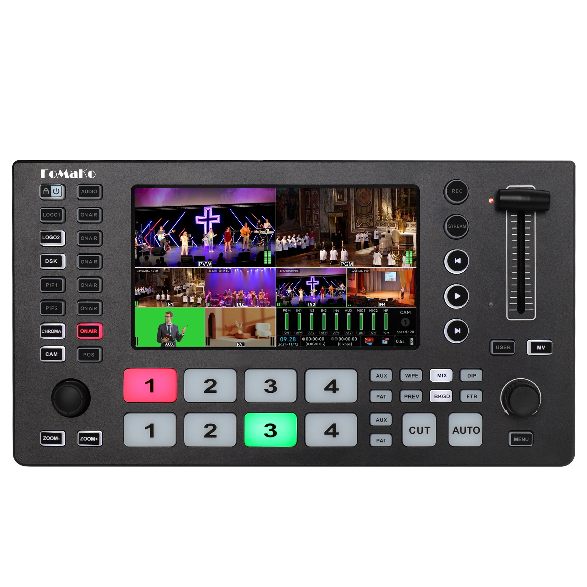 FoMaKo 4K HDMI Video Mixer Switcher 5.5 Inch FHD LCD Screen 5-Channel ...
